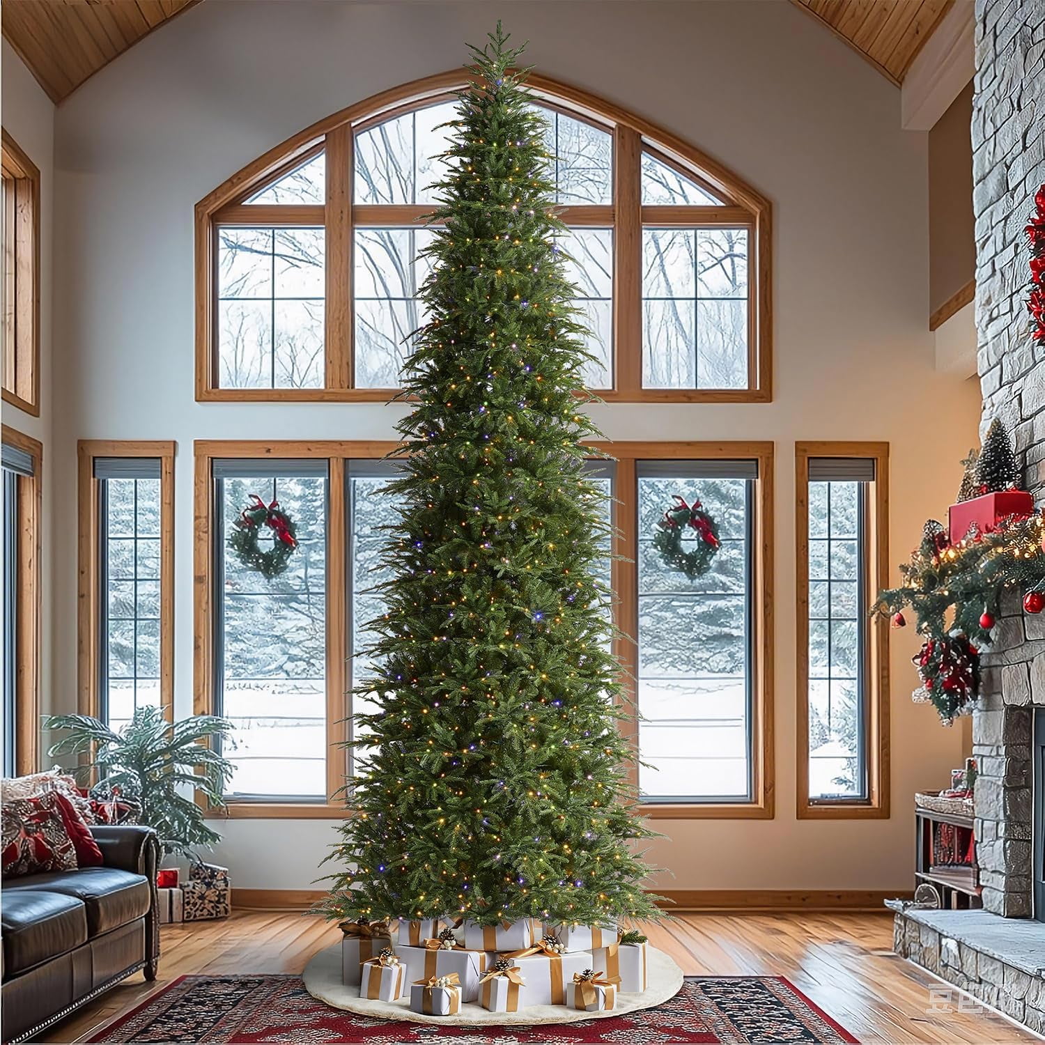 15ft Prelit Artificial Christmas Tree,Radiant Evergreen Fir with 1500 ...