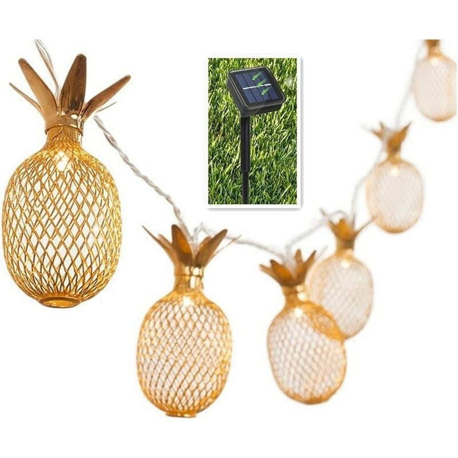 Solar Powered Pineapple String Lights 15ft 20 LED Waterproof Outdoor ...
