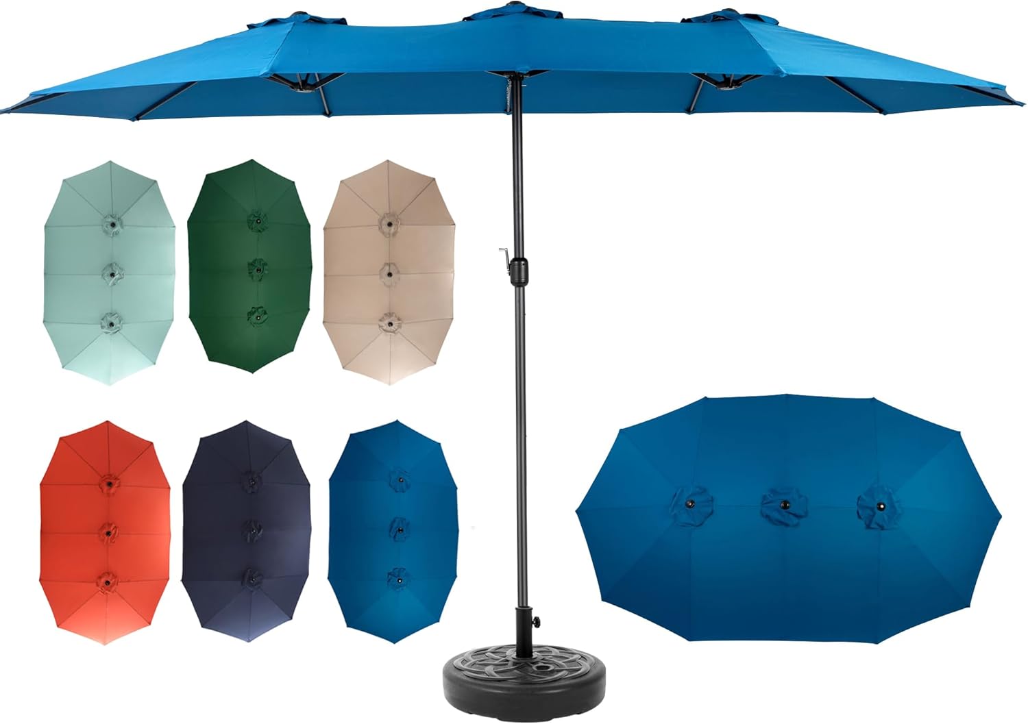 15ft Umbrella Outdoor Patio - Double-Sided Large Market Rectangle ...