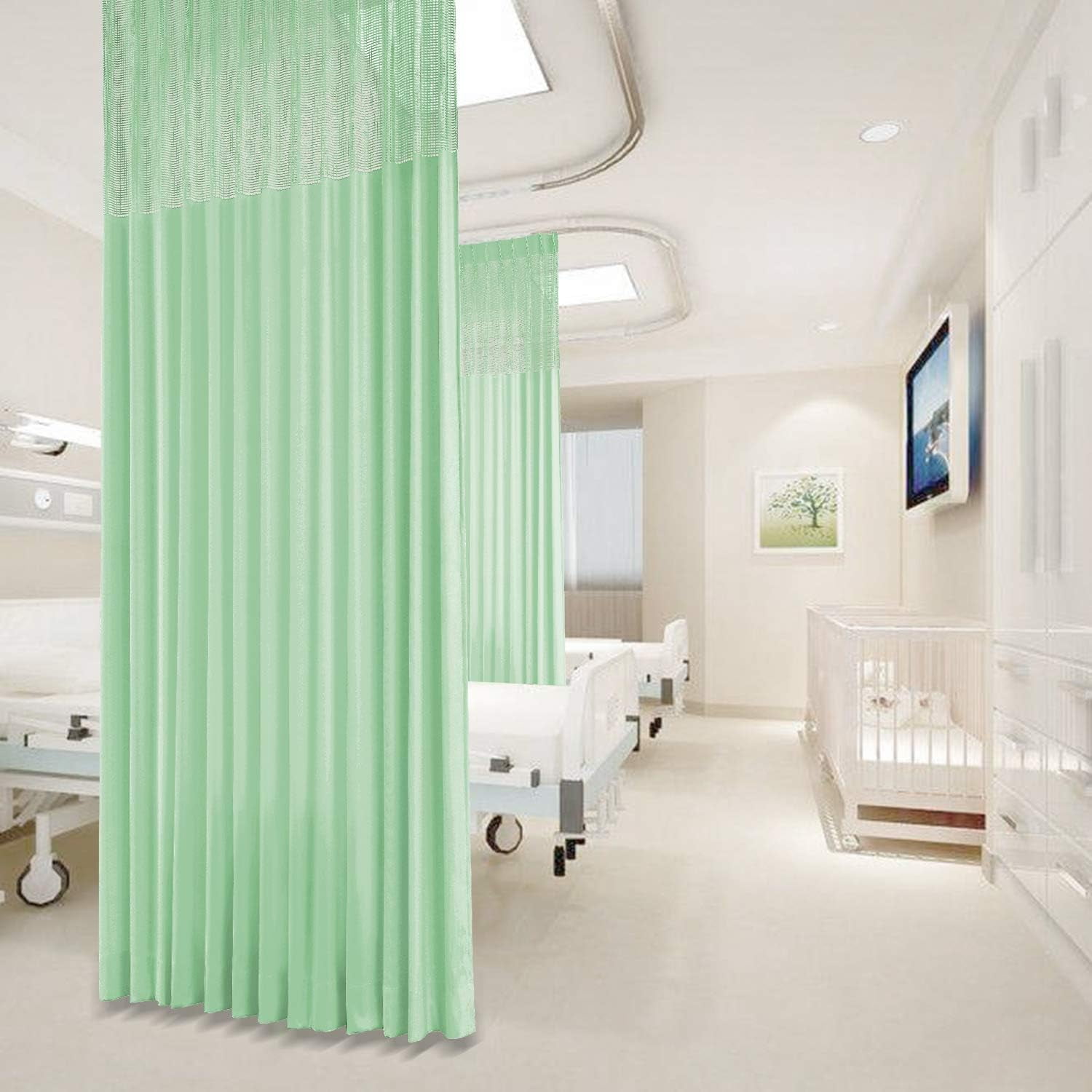 15ft Wide x 8.5ft Tall Hospital Curtain with Pinch Pleated for Medical ...