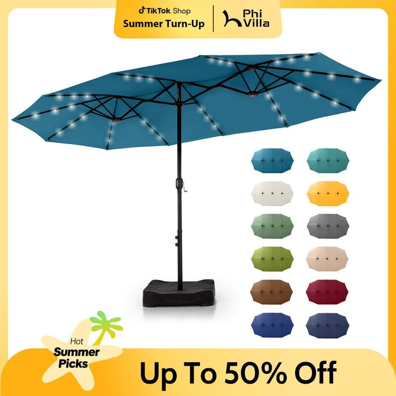 [15ft with base] PHI VILLA Patio Umbrella Double-Sided Outdoor Market ...
