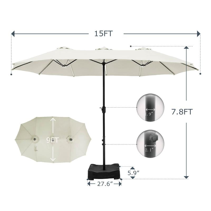 [15ft with base] PHI VILLA Patio Umbrella Double-Sided Outdoor Market ...