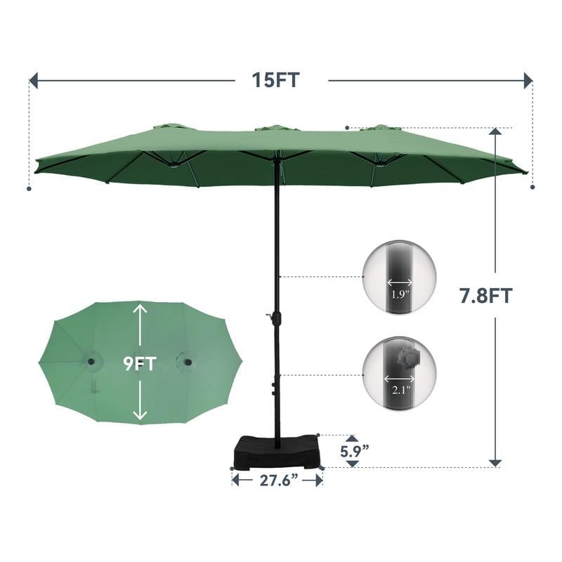 [15ft with base] PHI VILLA Patio Umbrella Double-Sided Outdoor Market ...