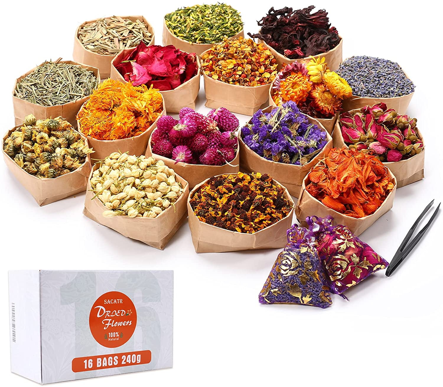 15g/Bag Dried Flowers,100% Natural Dried Flowers Herbs Kit for Soap ...