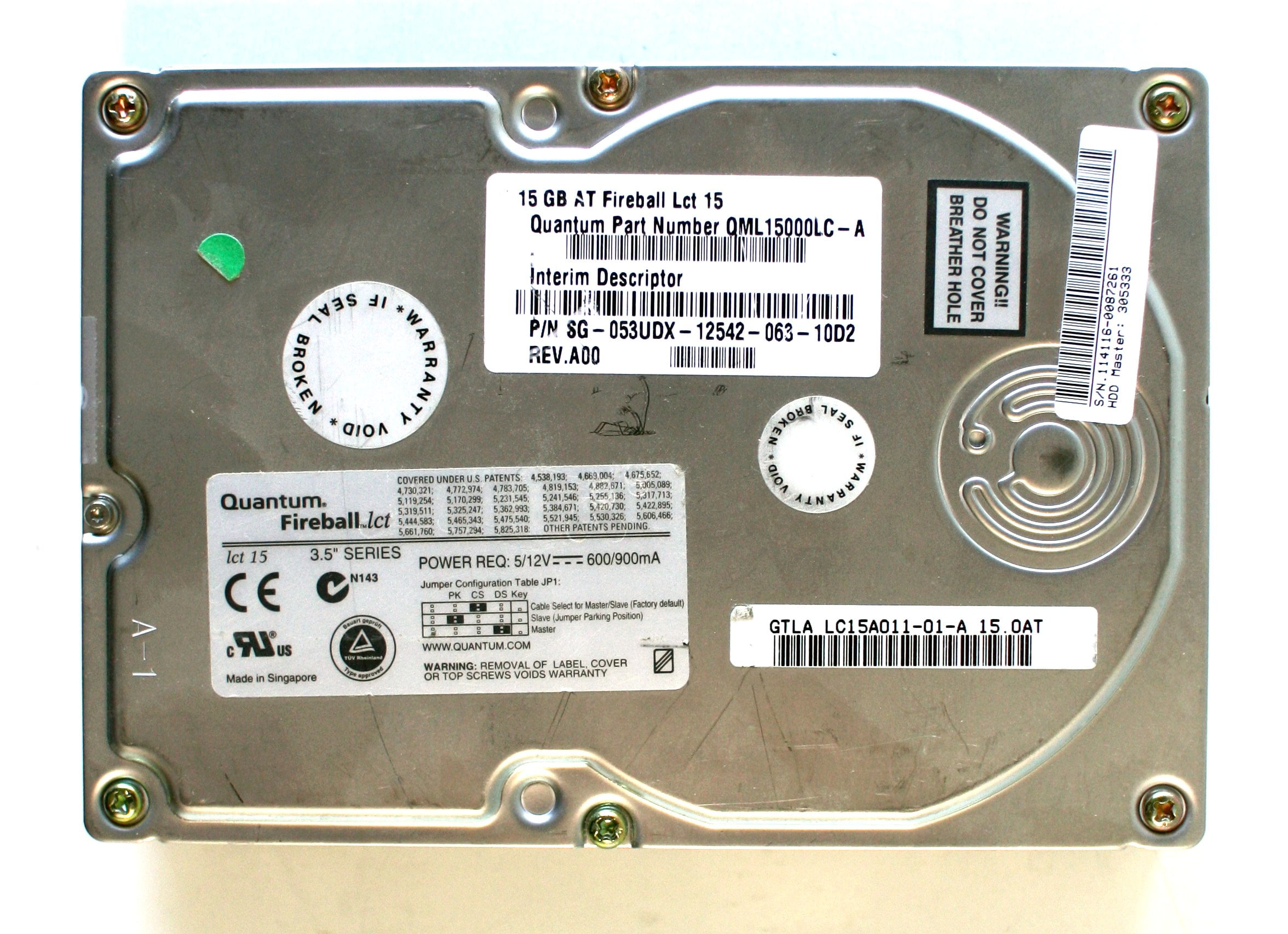 15gb at fireball lct 15, sg-053udx-12542, lc15a013-01-a, dfzxx, alc1 ...