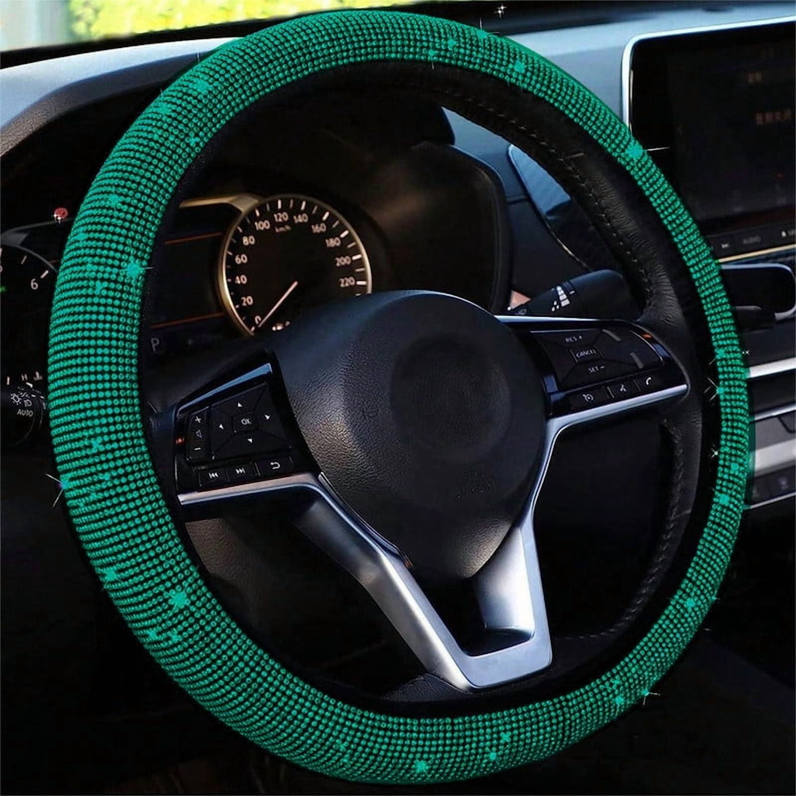 15in Bling Diamond Leather Steering Wheel Cover, Universal Car Wheel ...