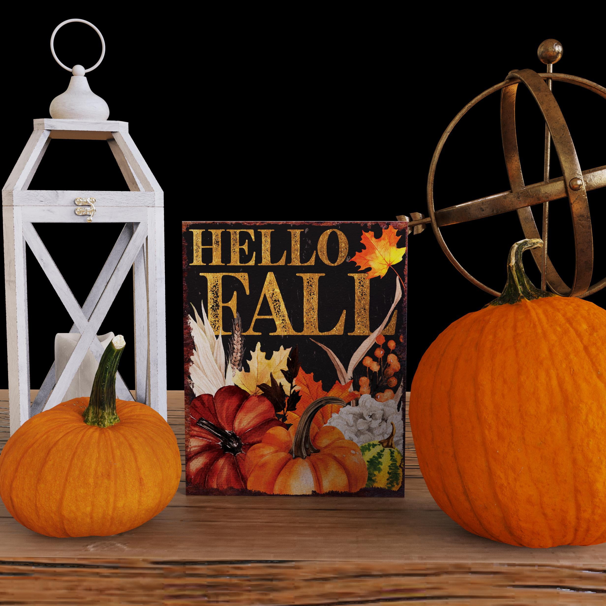15in Hello Fall Table Decor | Wooden Autumn Tabletop Sign | Farmhouse ...