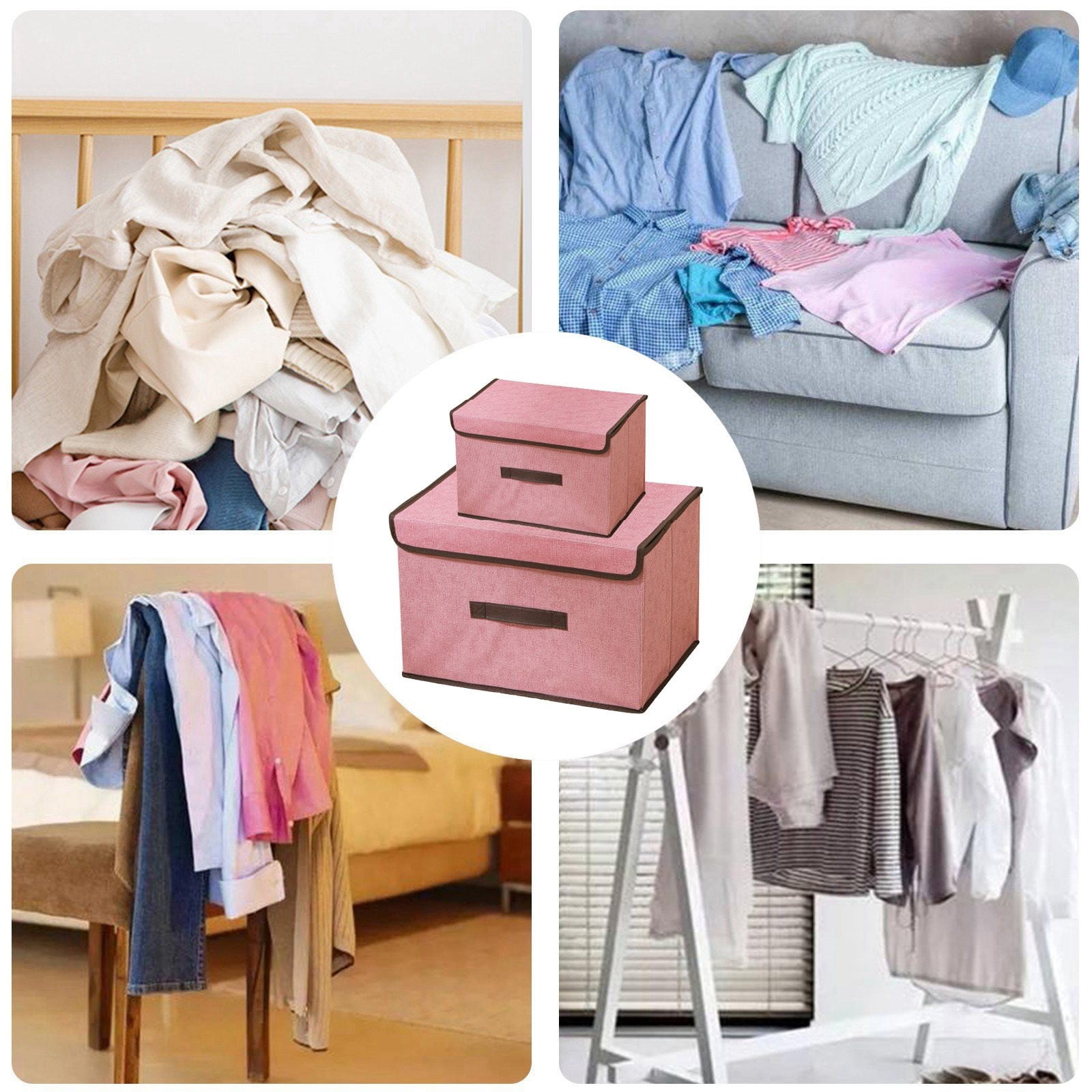 15in Medium Size Beige Dustproof Canvas Space-saving Storage Container ...