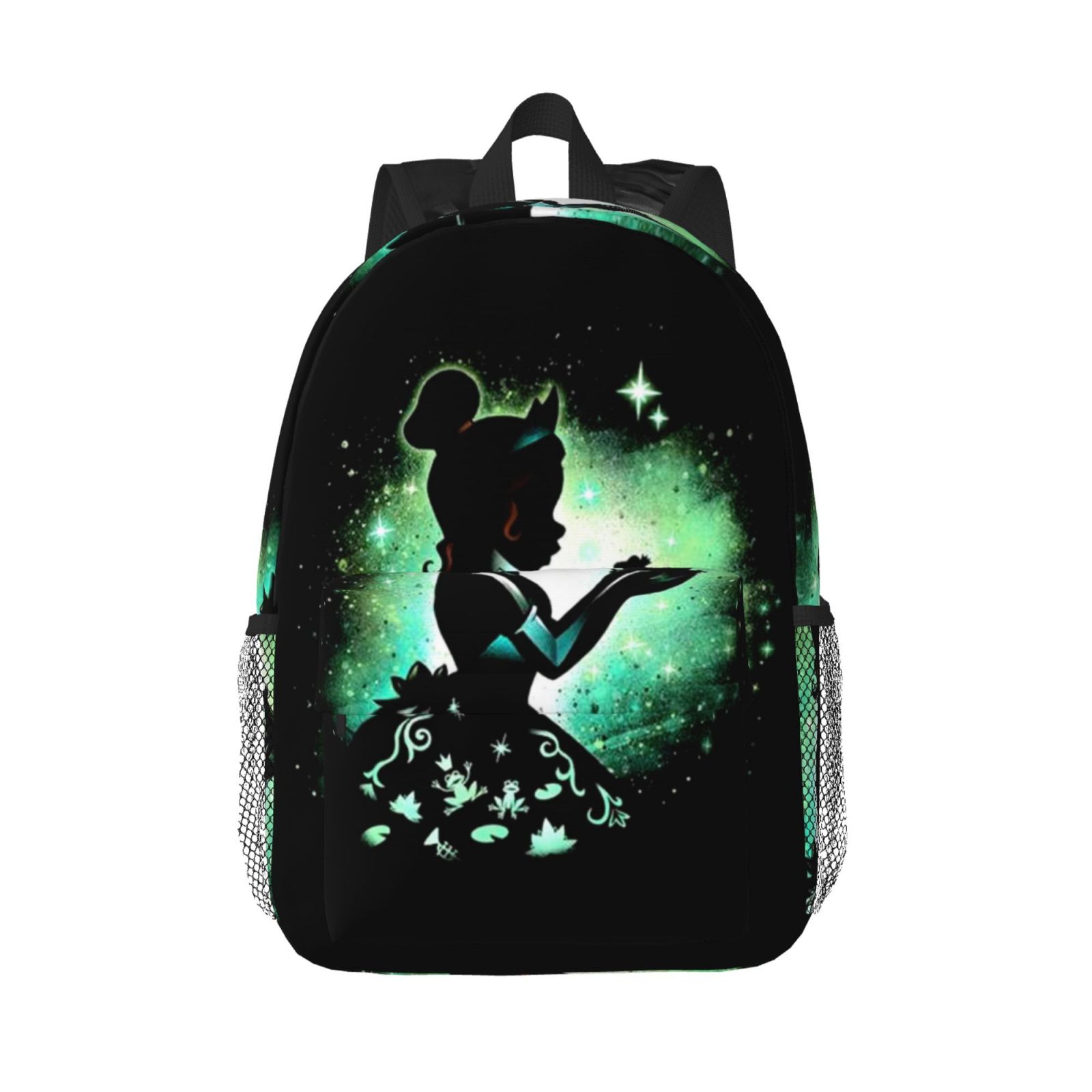 15in Princess Fro-g Backpack with Front Pocket Lightweight Bookbag ...
