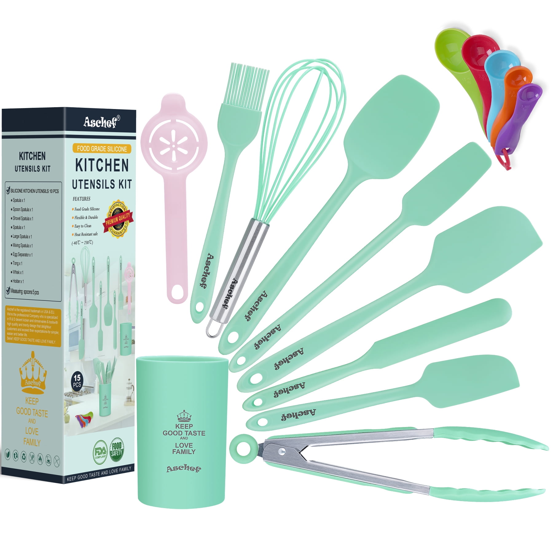 15in1 Silicone Baking Spatula Set, High Heat Resistant Non-Stick Rubber ...