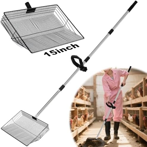15inch Large Chicken Coop Scooper,Telescoping Chicken Manure Scraper ...