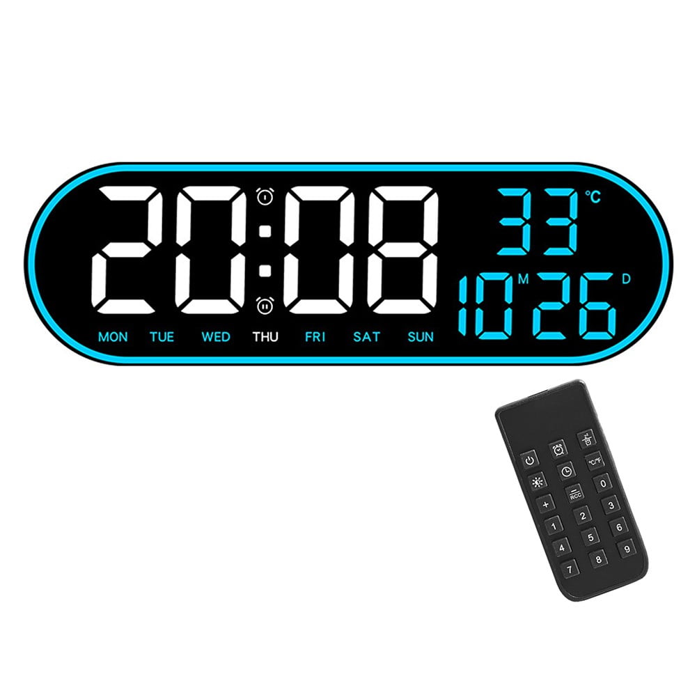 15inch Wall Clock LED Alarm Clock Living Room Clock Shows Date, Week ...
