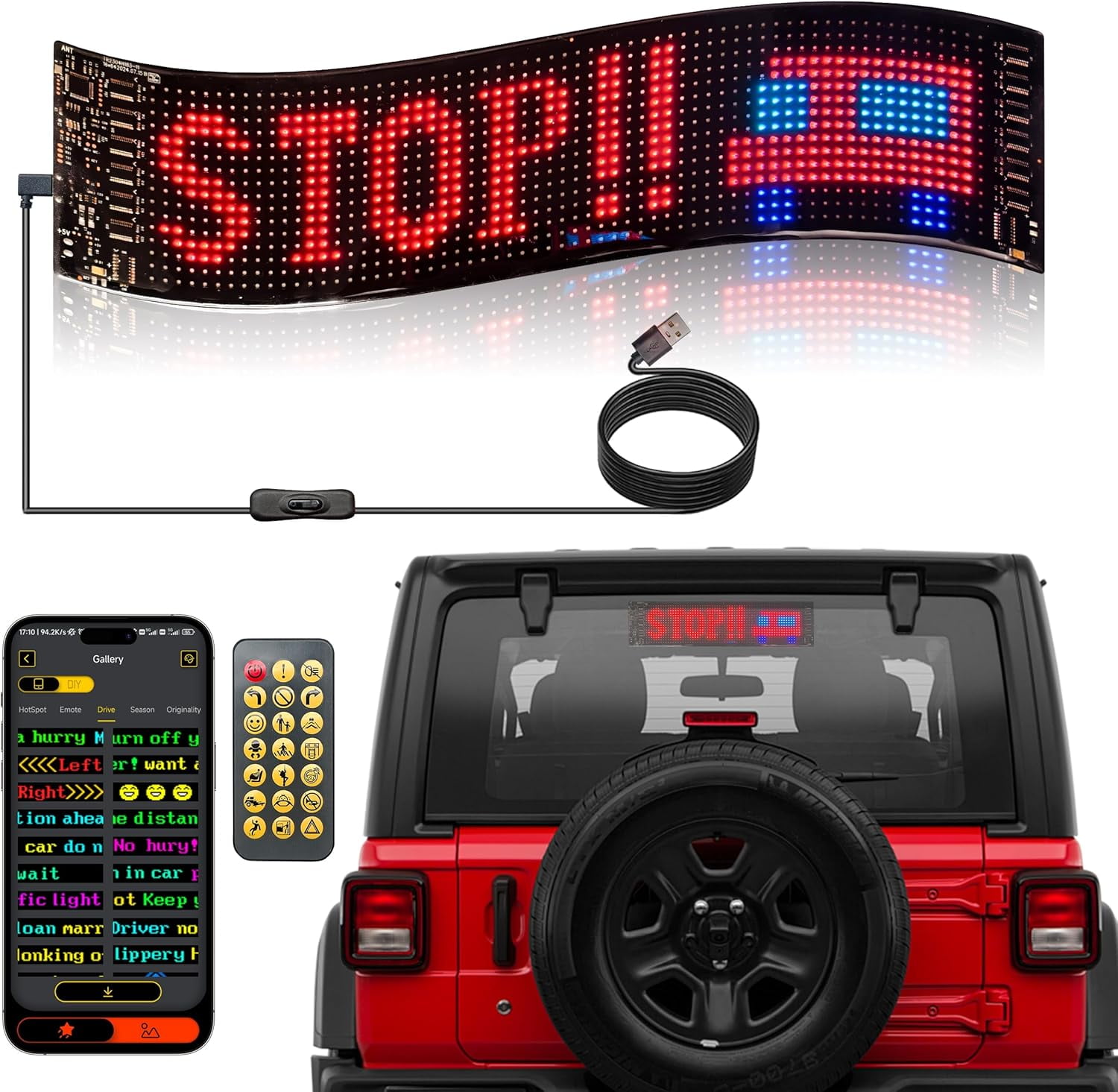 15inx4in Devil Eyes Light for Cars, Programmable LED Eyes, Flexible LED ...