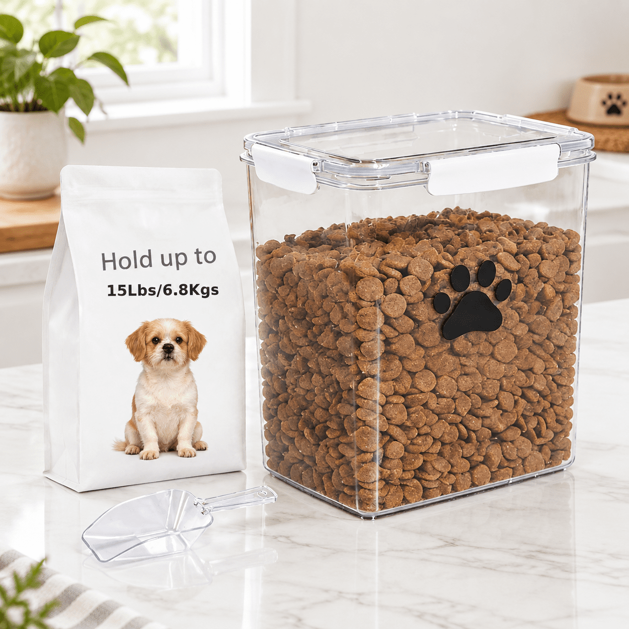 15lb Airtight Plastic Storage Container for Dog and Cat Kibble ...