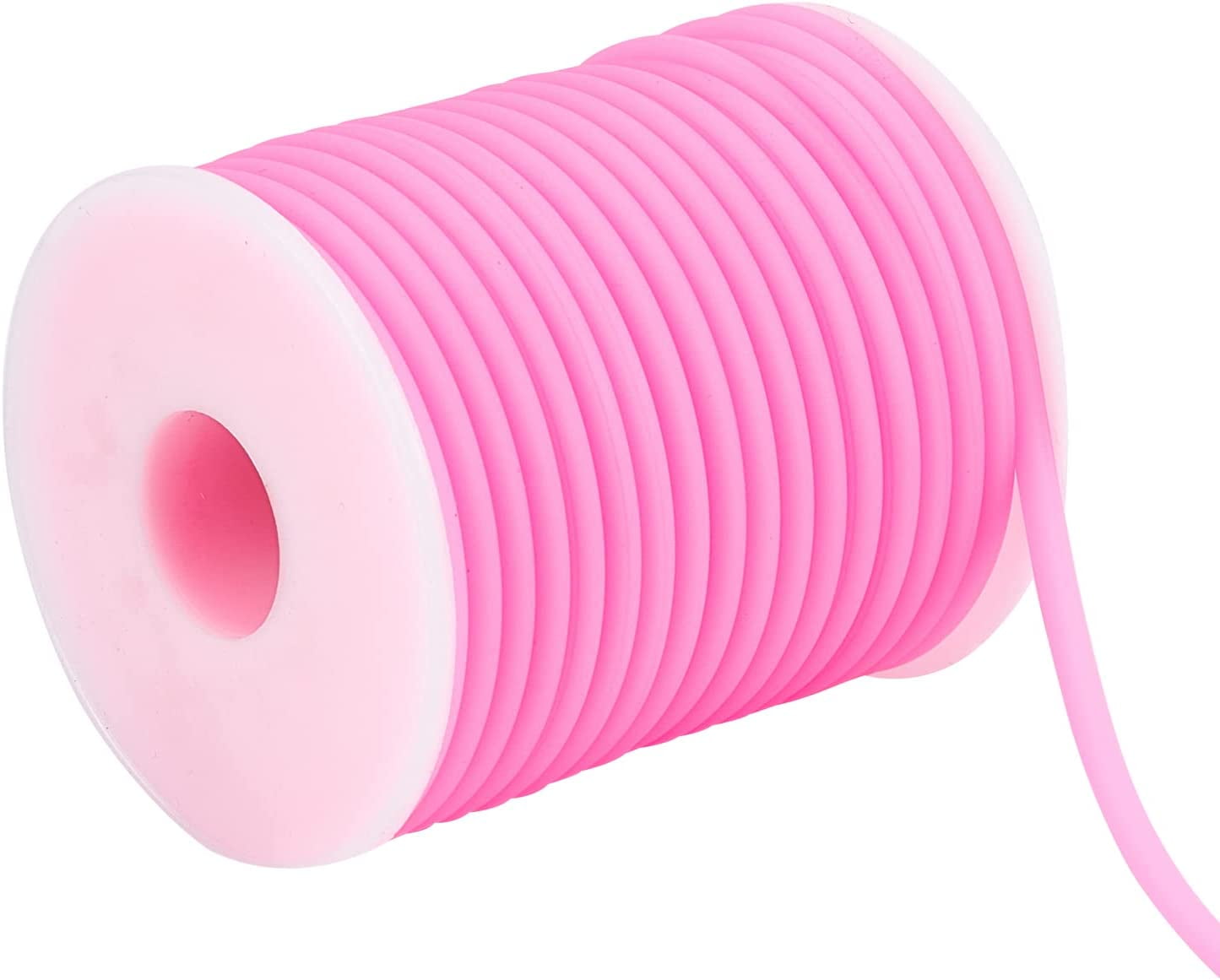 15m Hollow Pipe Tubing Rubber Cord 4mm PVC Pink Tube Cord with White ...