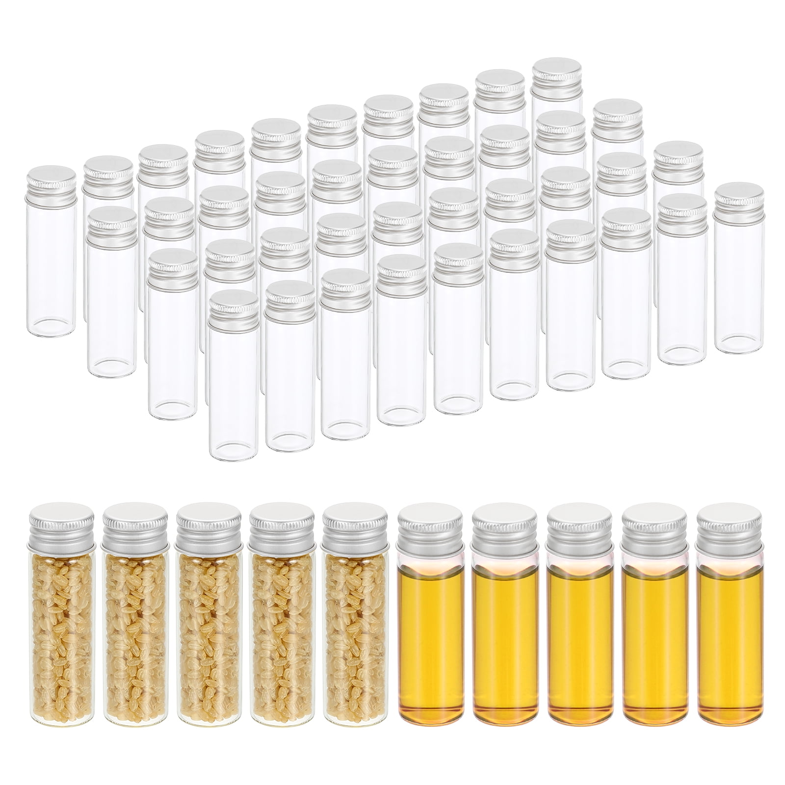 15ml Clear Glass Vials, 50 Pack Small Liquid Sample Vial with Screw Caps Leak-Proof Bottles ...