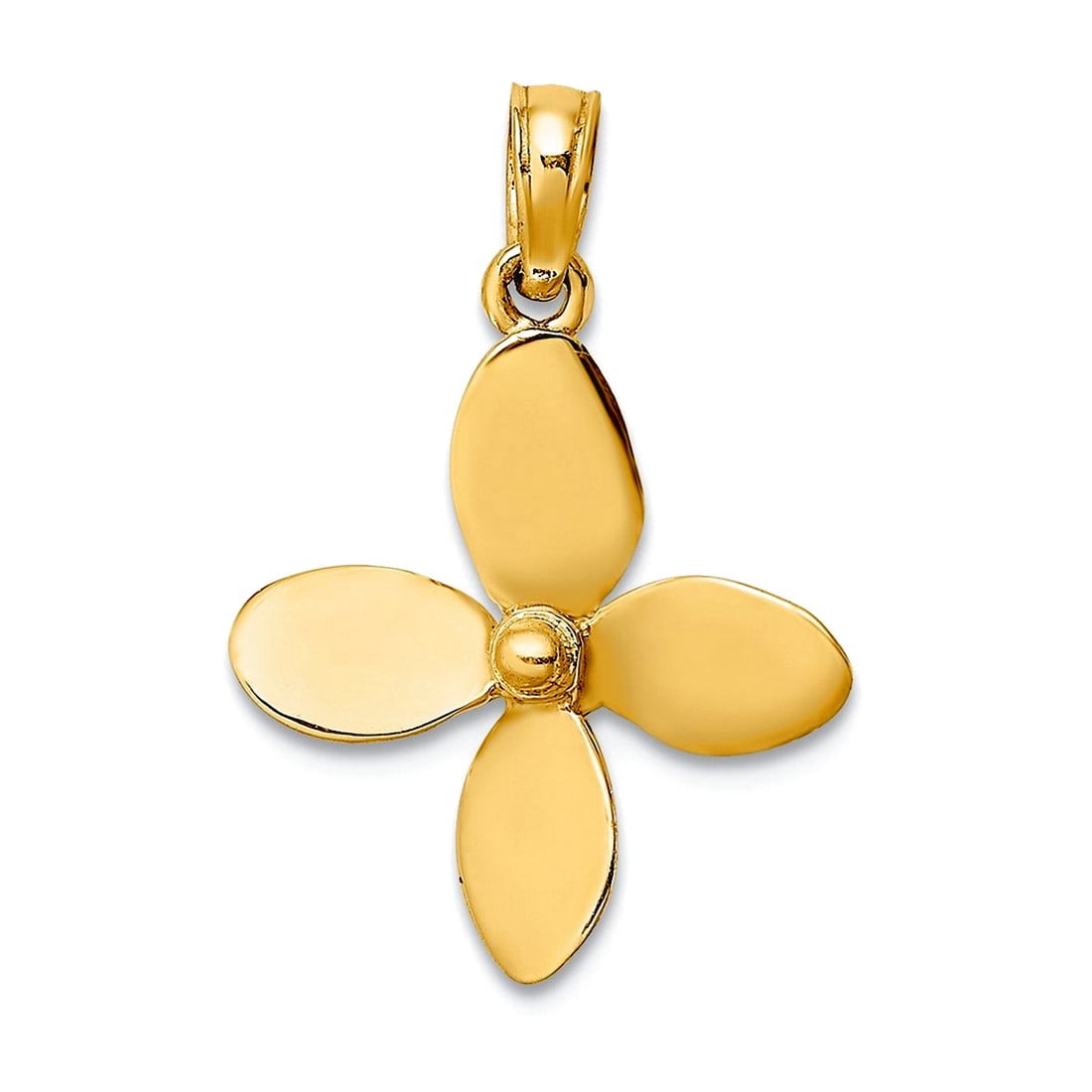 15mm 10k Solid Yellow Gold 3 d With 4 Blades Propeller Charm Pendant ...