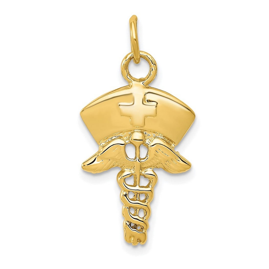 15mm 10k Gold RN Nurse Caduseus Symbol Charm - 1.2 Grams - Pendant ...