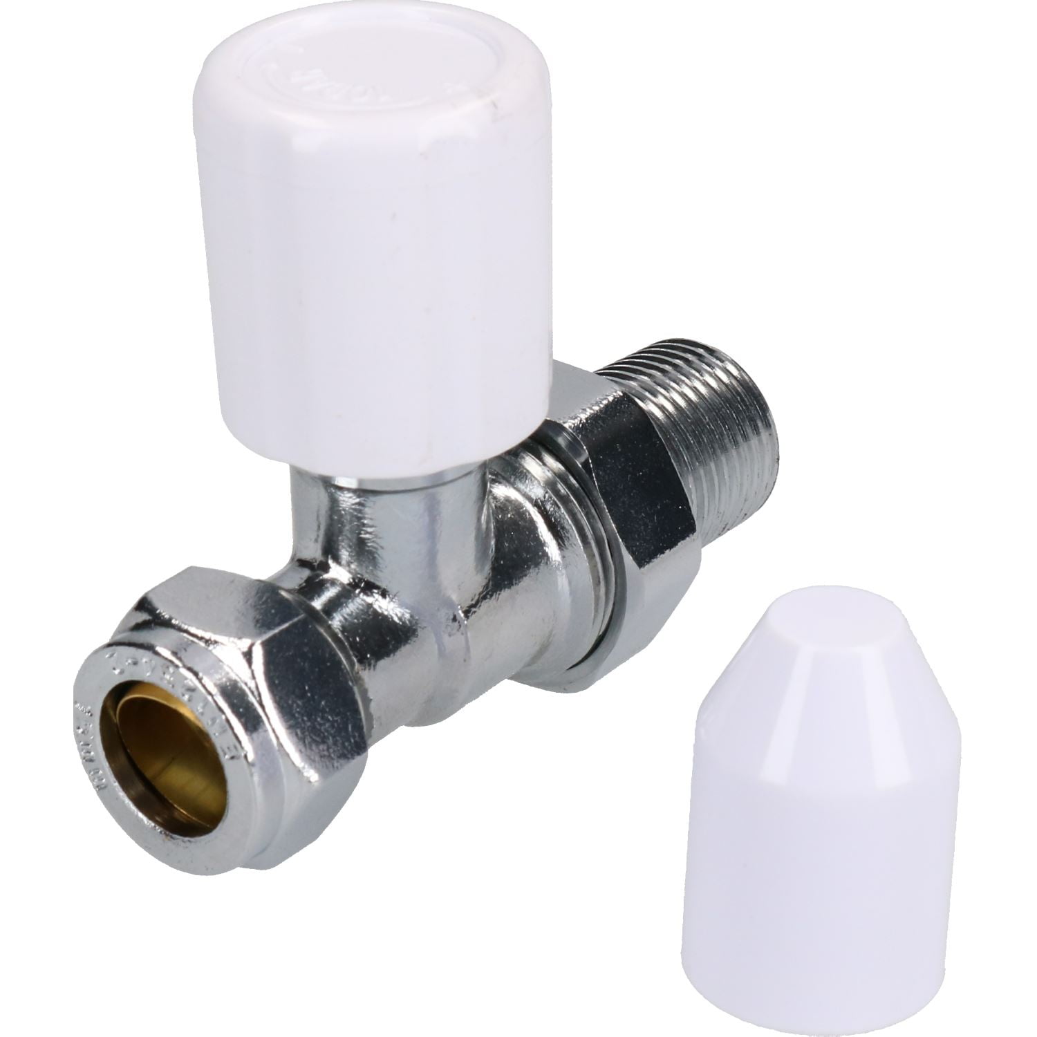 15mm Chrome-Plated Inline Brass Radiator Valve Straight Adjustable ...