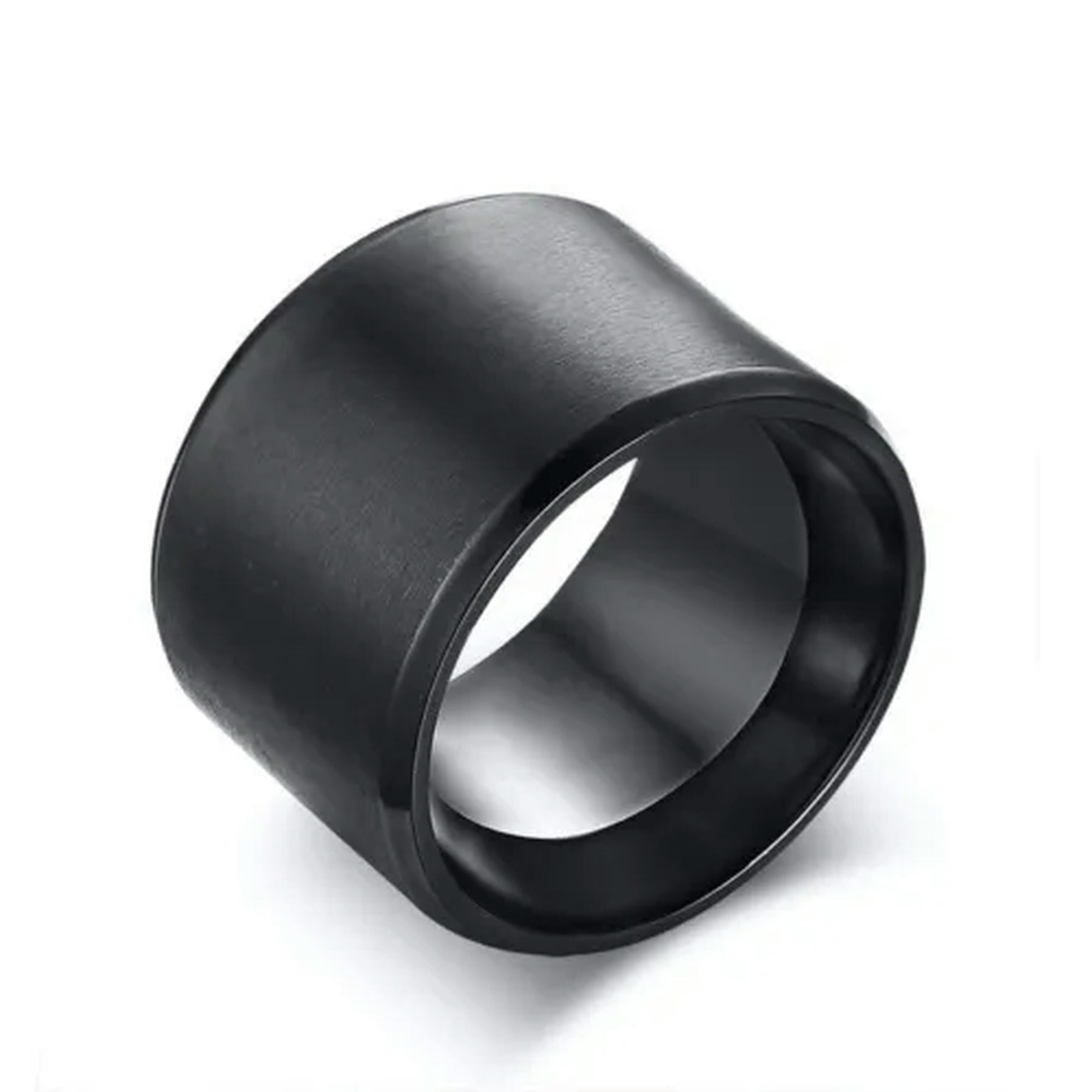 15mm Chunky Men Band Black Stainless Steel Bulky Man's Ring Punk Male ...