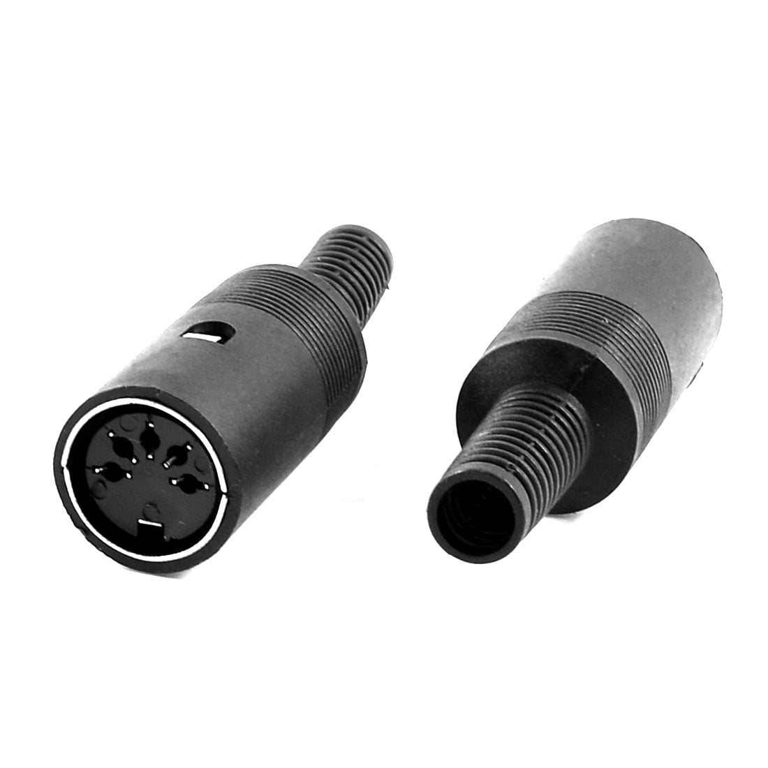 15mm Diameter Black Plastic 5 Pin DIN In-Line Female Socket 2 Pcs ...