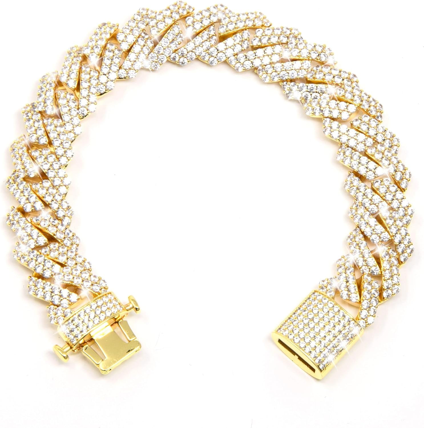 15mm Full Iced Out Diamond Cuban Link Chain - Hip Hop 18K Gold Plated ...