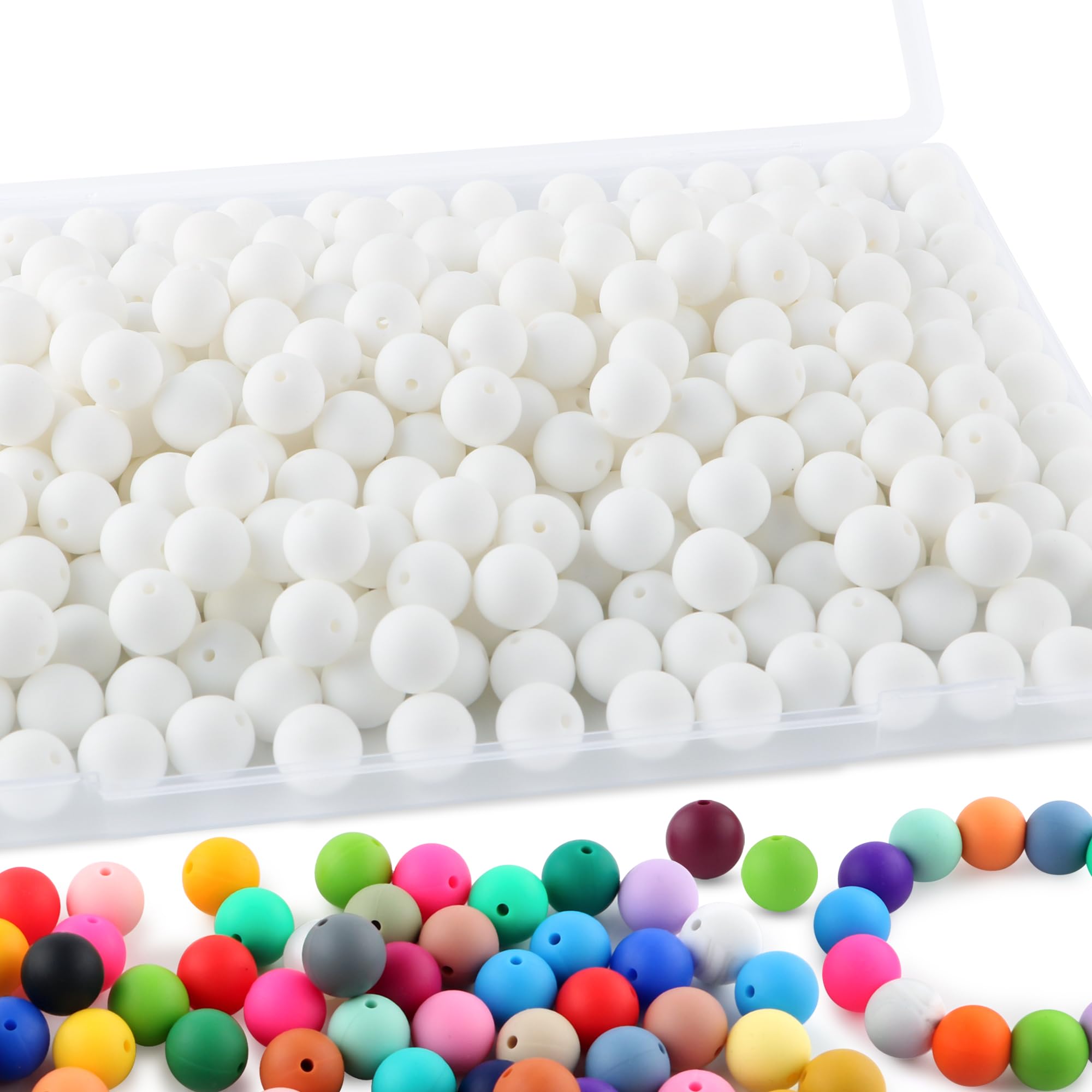 15mm Silicone Beads Bulk 170PCS, Round Beads for Keychain Making ...