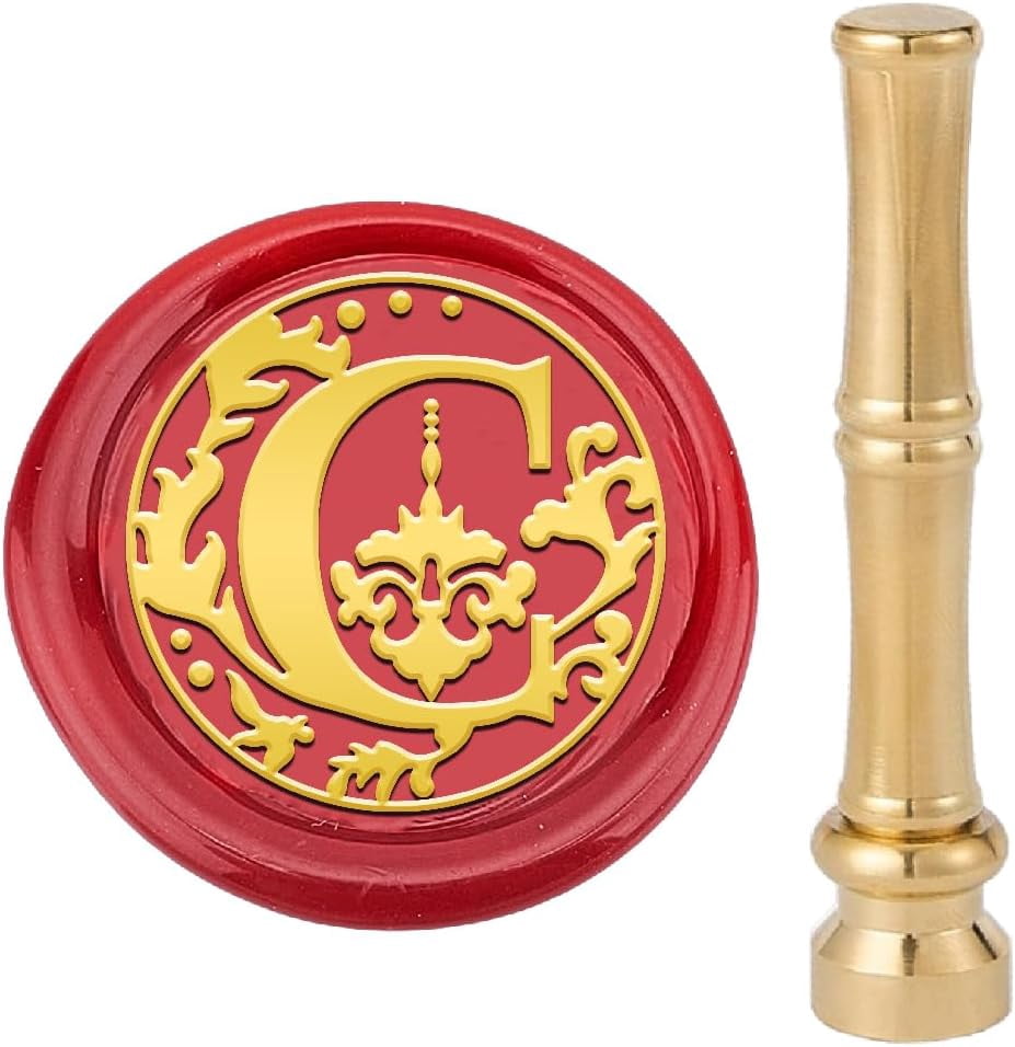 15mm Wax Sealing Stamp Letter C Alabet Initials Olive Leaves Retro ...