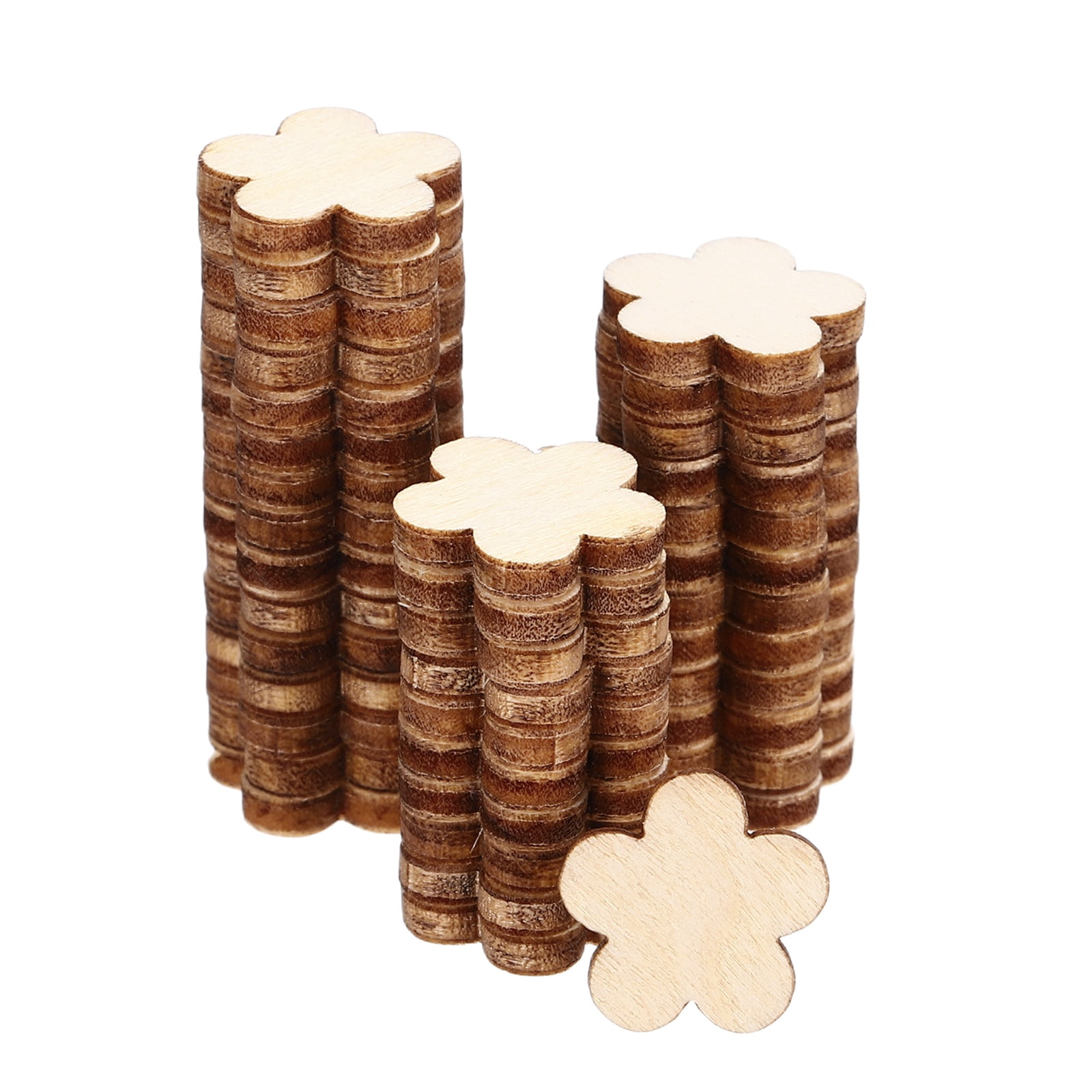 15mm Wooden Flowers, 50 Pack Unfinished Wood Flowers Blank Wooden ...