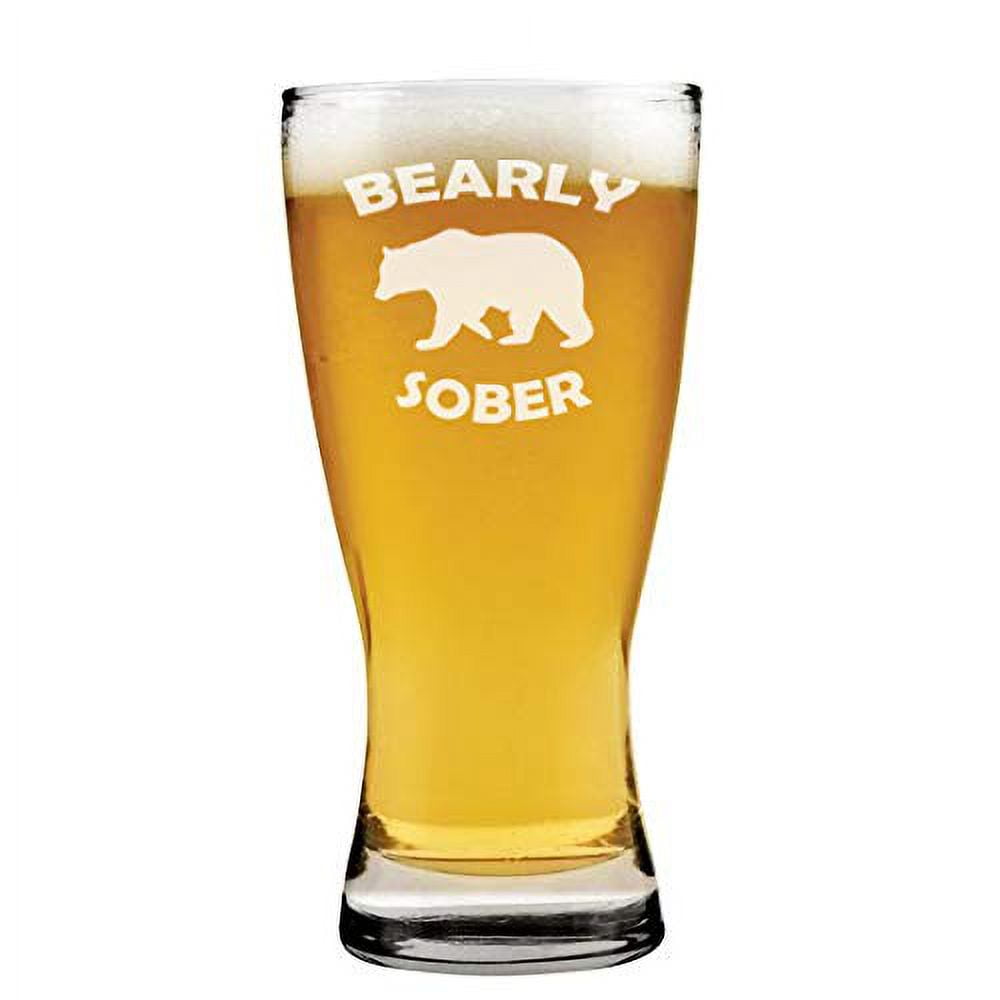 15oz Beer Pilsner Glass Bearly Sober Bear Funny - Walmart.com