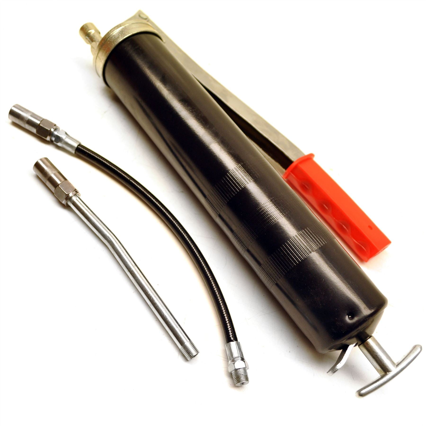 15oz Grease Gun with Flexi and Fixed Hoses Lever Action Piston Grip ...