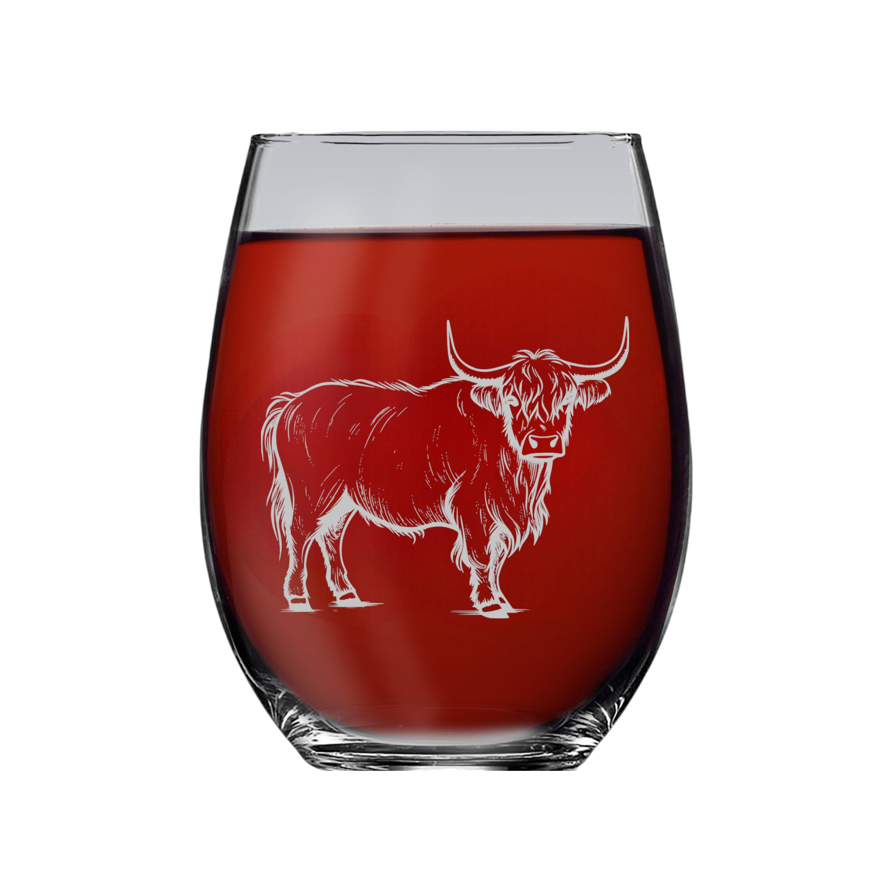 15oz Stemless Wine Glass - Highland Cow - Walmart.com