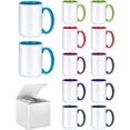 15oz Sublimation Mugs, 6 Assorted Colors, 12-Pack, Ceramic Coffee Cups ...