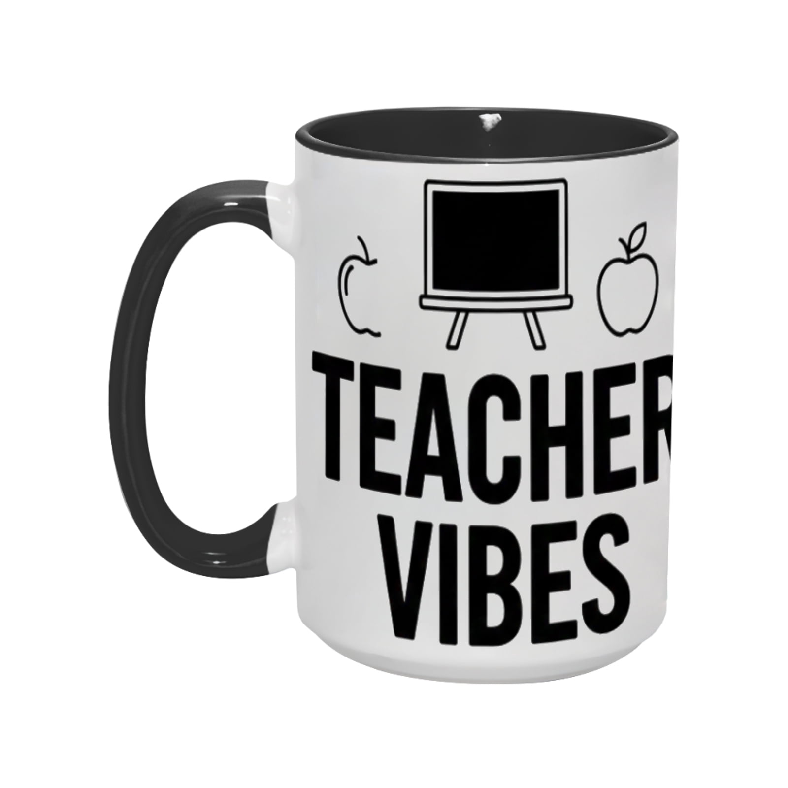 15oz "Teacher Vibes" Ceramic Mug – Cute Apple & Blackboard Design for ...