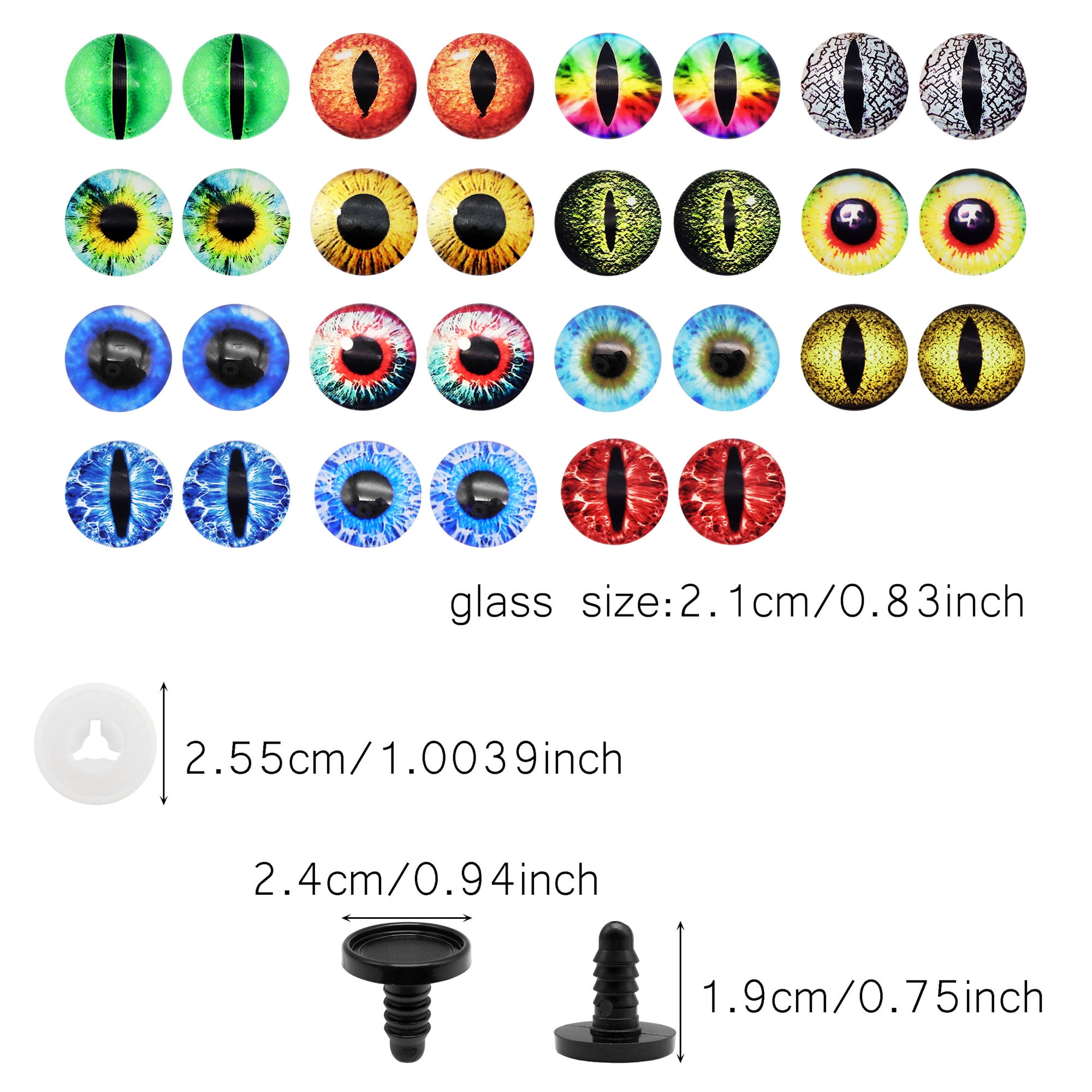 15pairs 21mm Dome Glass Safety Eye With Plastic Base&Washers Dragon Eye ...