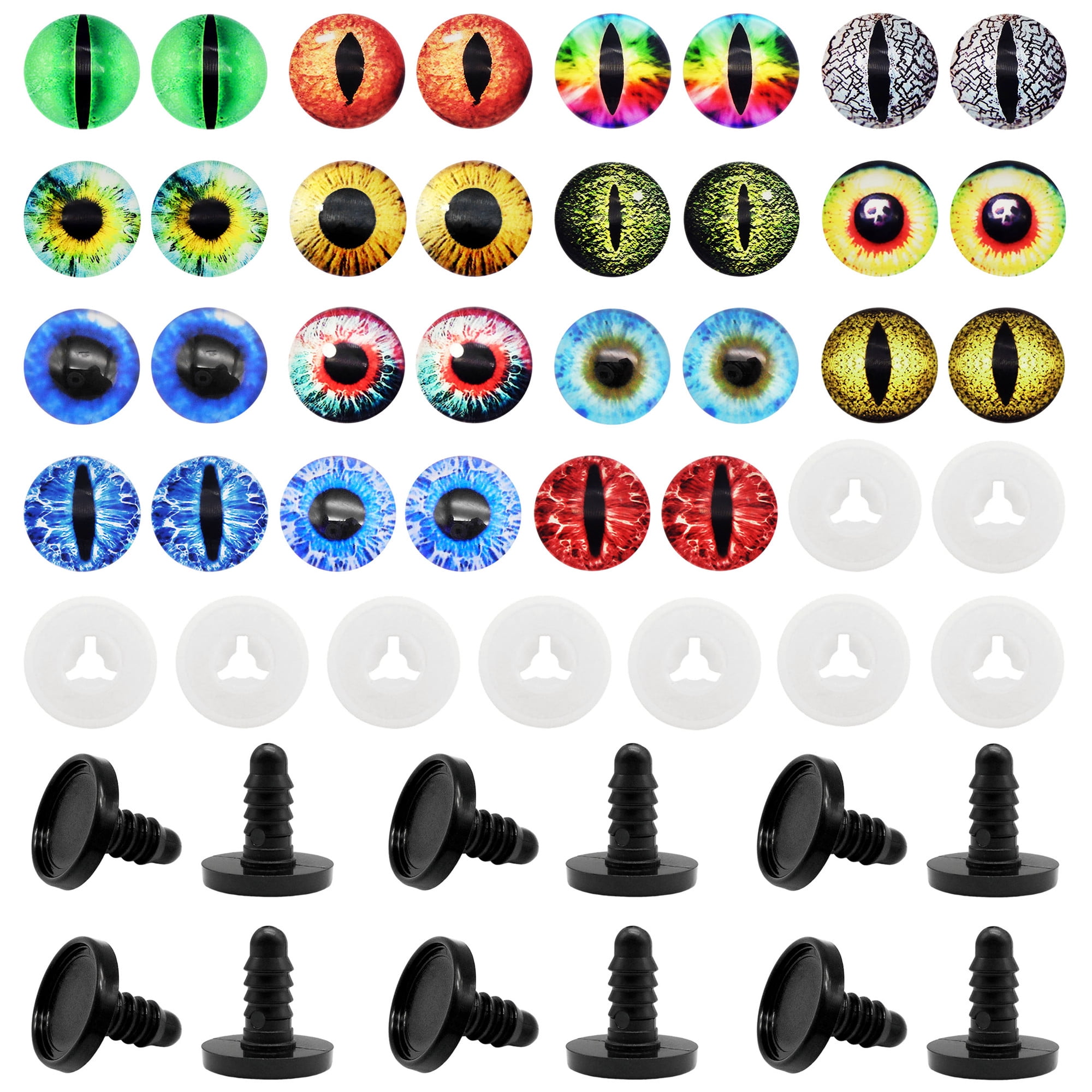 15pairs 8mm Dome Glass Safety Eye With Plastic Base&Washers Dragon Eye ...