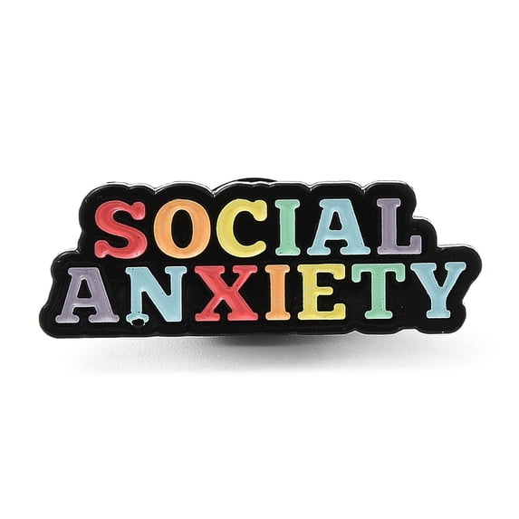 15pc Word Social Anxiety Enamel Pin Electrophoresis Black Zinc Alloy ...