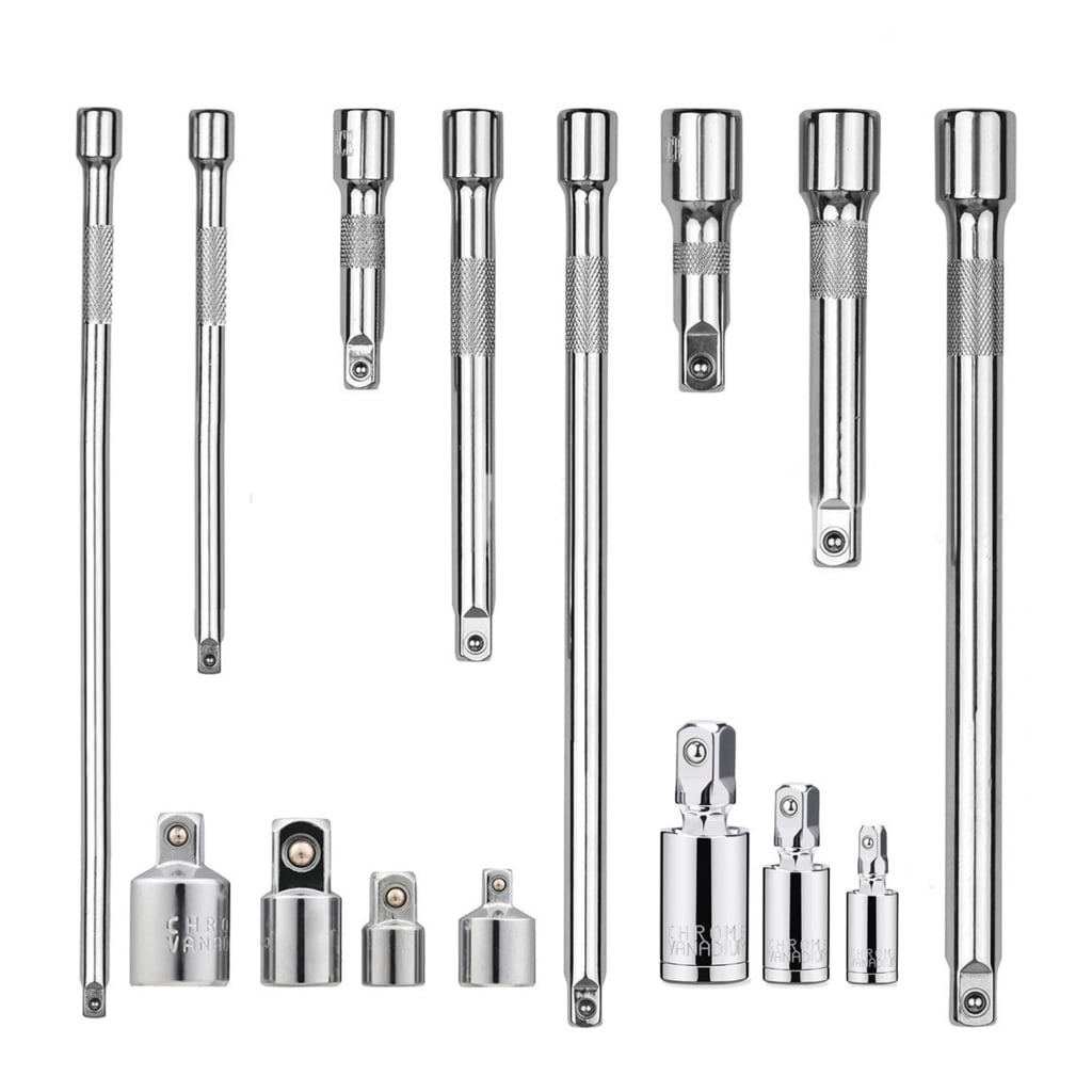 15pcs 1/2inch 3/8inch 1/4inch Extension Bar Set Steel Impact Socket ...