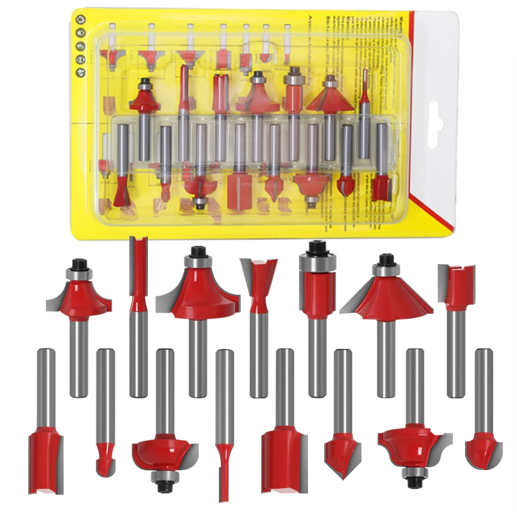 15pcs 1/4 Inch Router Bit Set Trimming Straight Milling Cutter for Wood ...