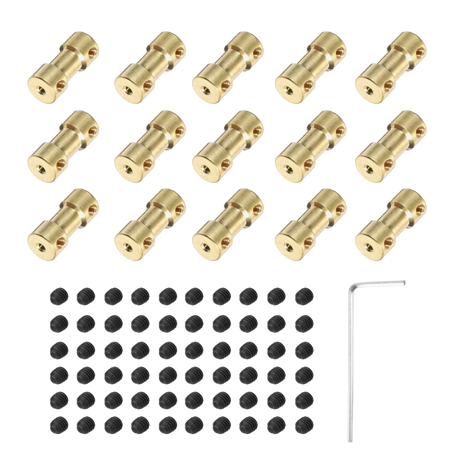 15pcs 2mm to 3mm Brass Shaft Coupling Joint Connector with Screws Hex ...