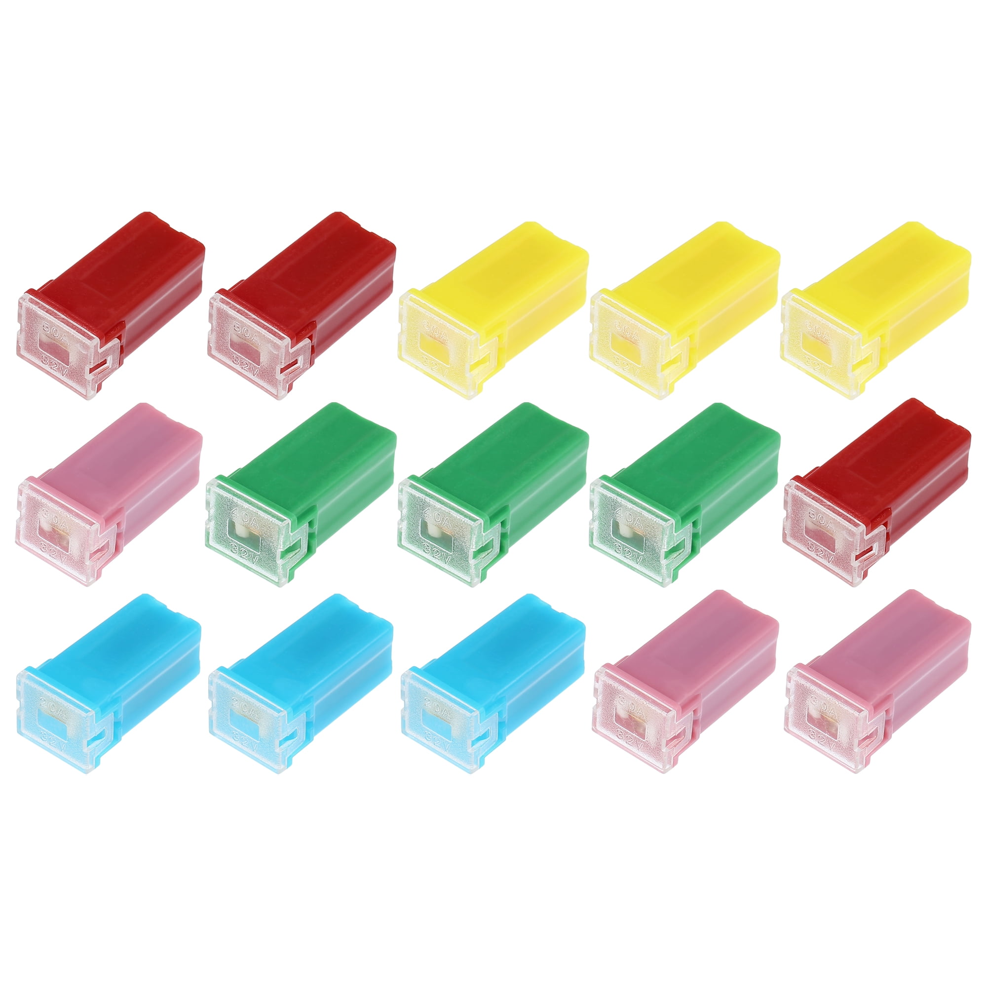 15pcs 32V 20 30 40 50 60 Amps Mini Block Fuse Car Box Shaped Fuse for ...