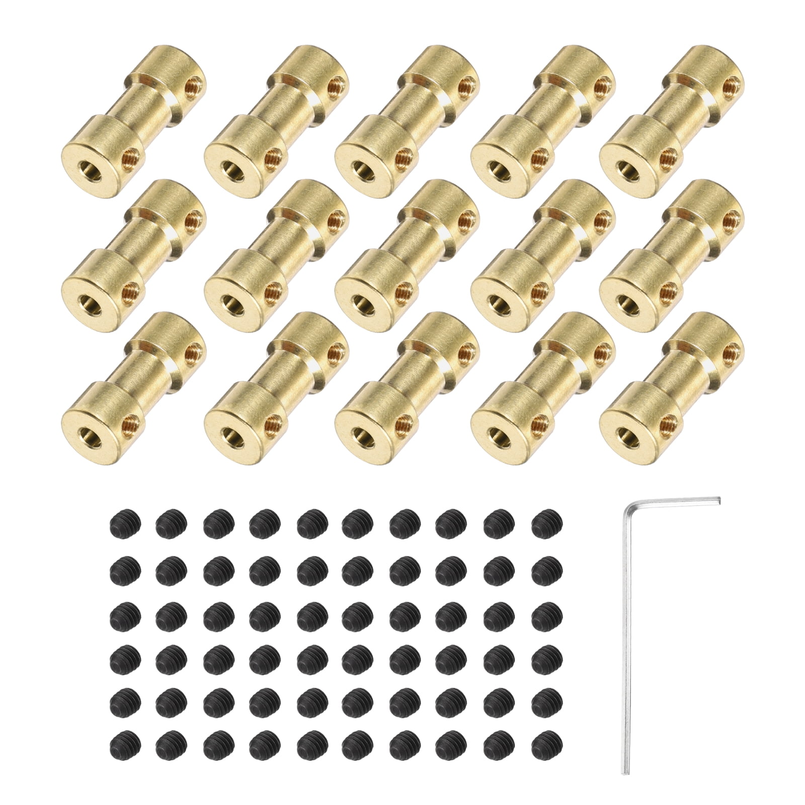 15pcs 3mm to 3mm Brass Shaft Coupling Joint Connector with Screws Hex ...