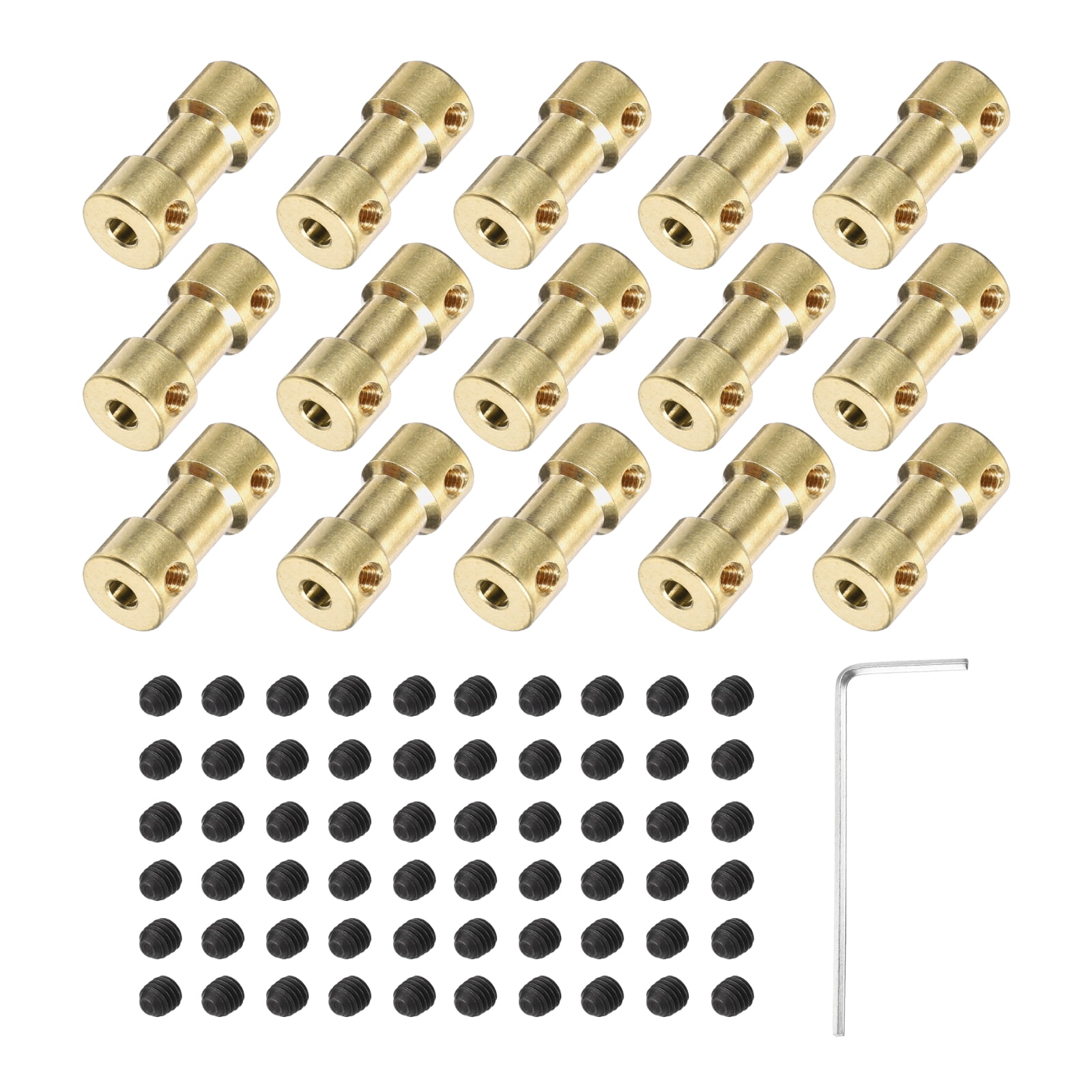 15pcs 3mm to 4mm Brass Shaft Coupling Joint Connector with Screws Hex ...