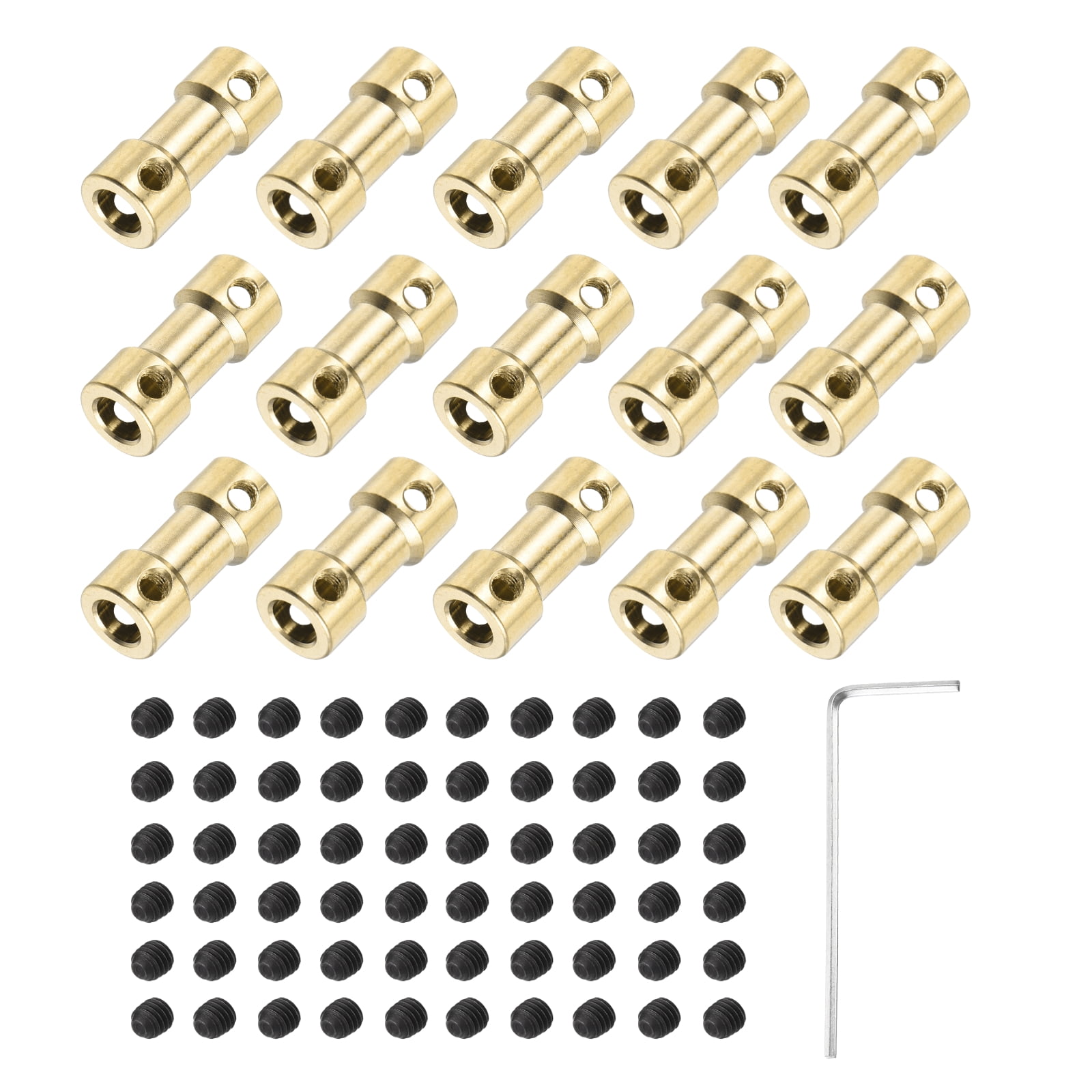 15pcs 3mm to 5mm Brass Shaft Coupling Joint Connector with Screws Hex ...