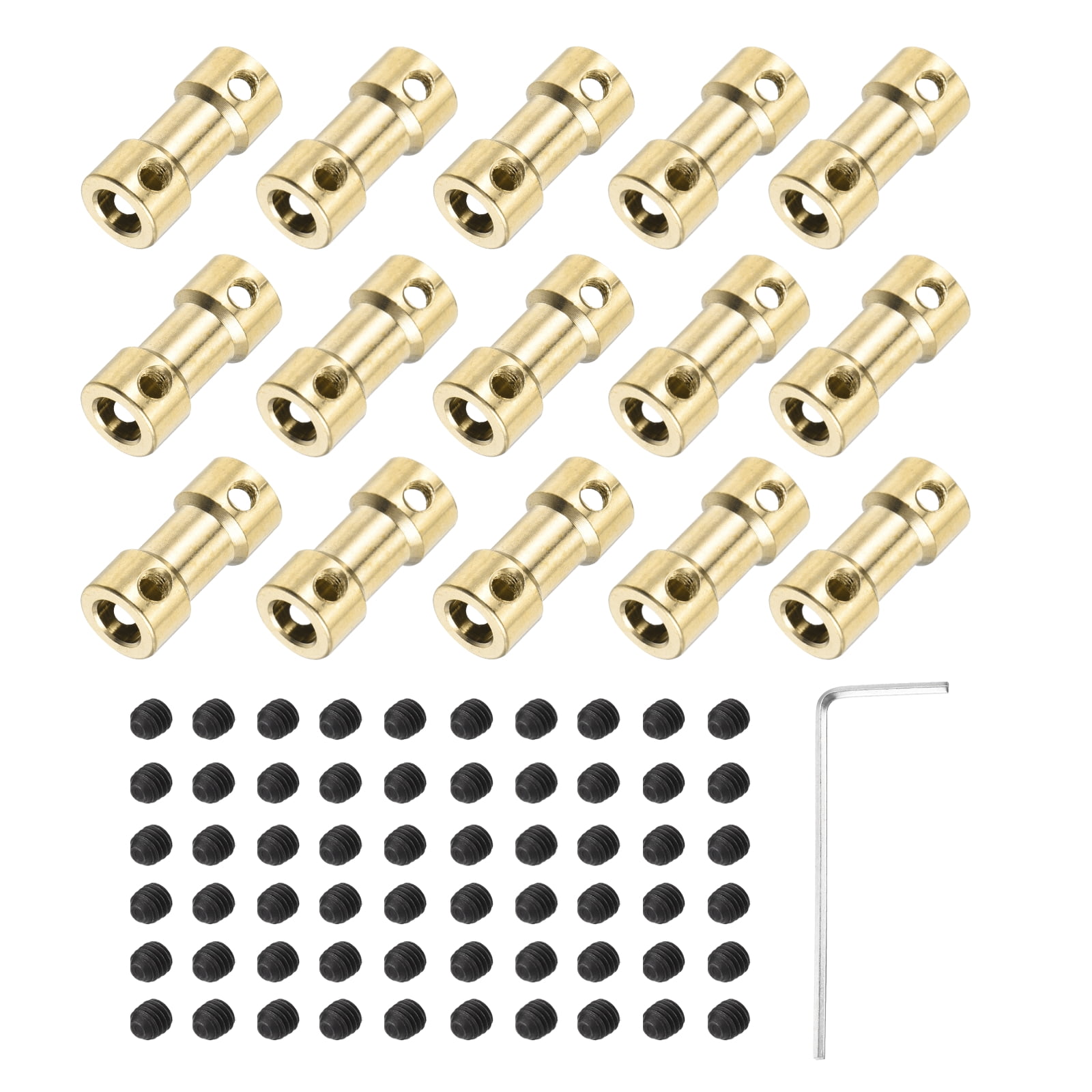 15pcs 4mm to 5mm Brass Shaft Coupling Joint Connector with Screws Hex ...