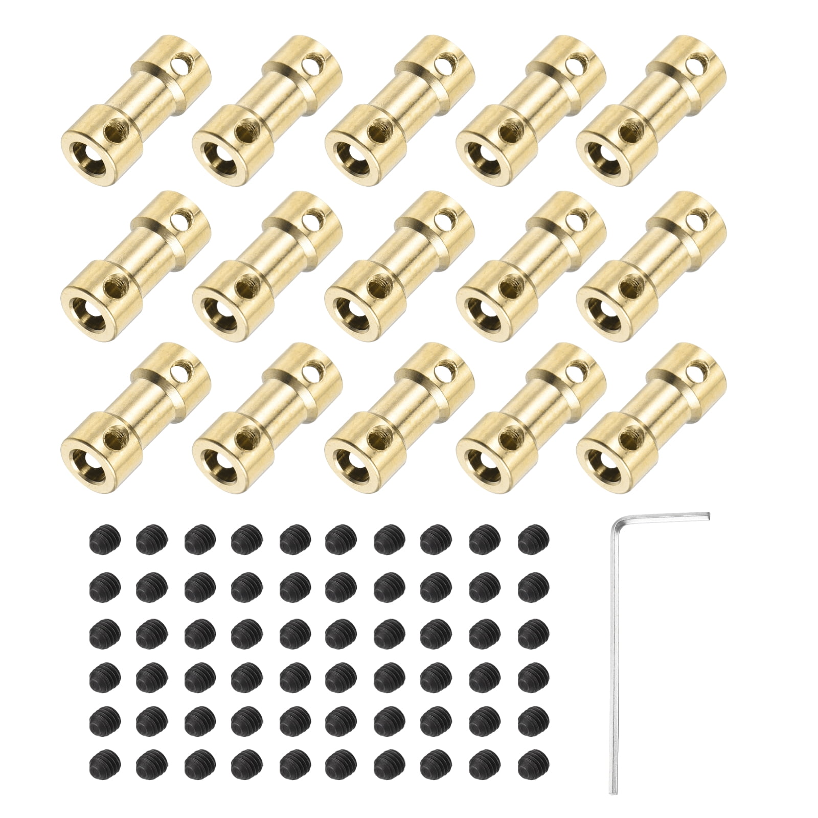 15pcs 5mm to 5mm Brass Shaft Coupling Joint Connector with Screws Hex ...