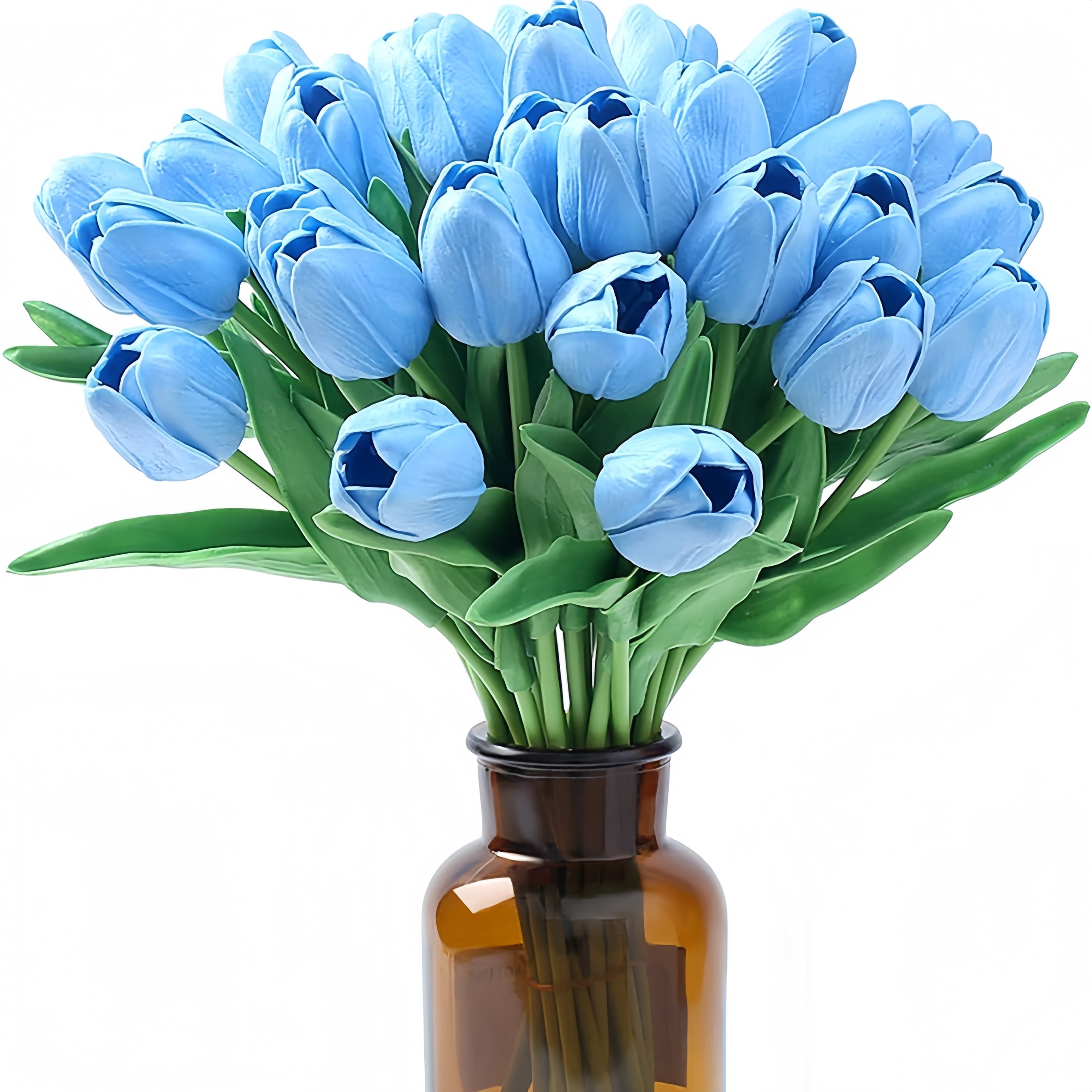 15pcs Artificial Tulips PU Faux Flowers, Multicolor Real Touch Fake ...