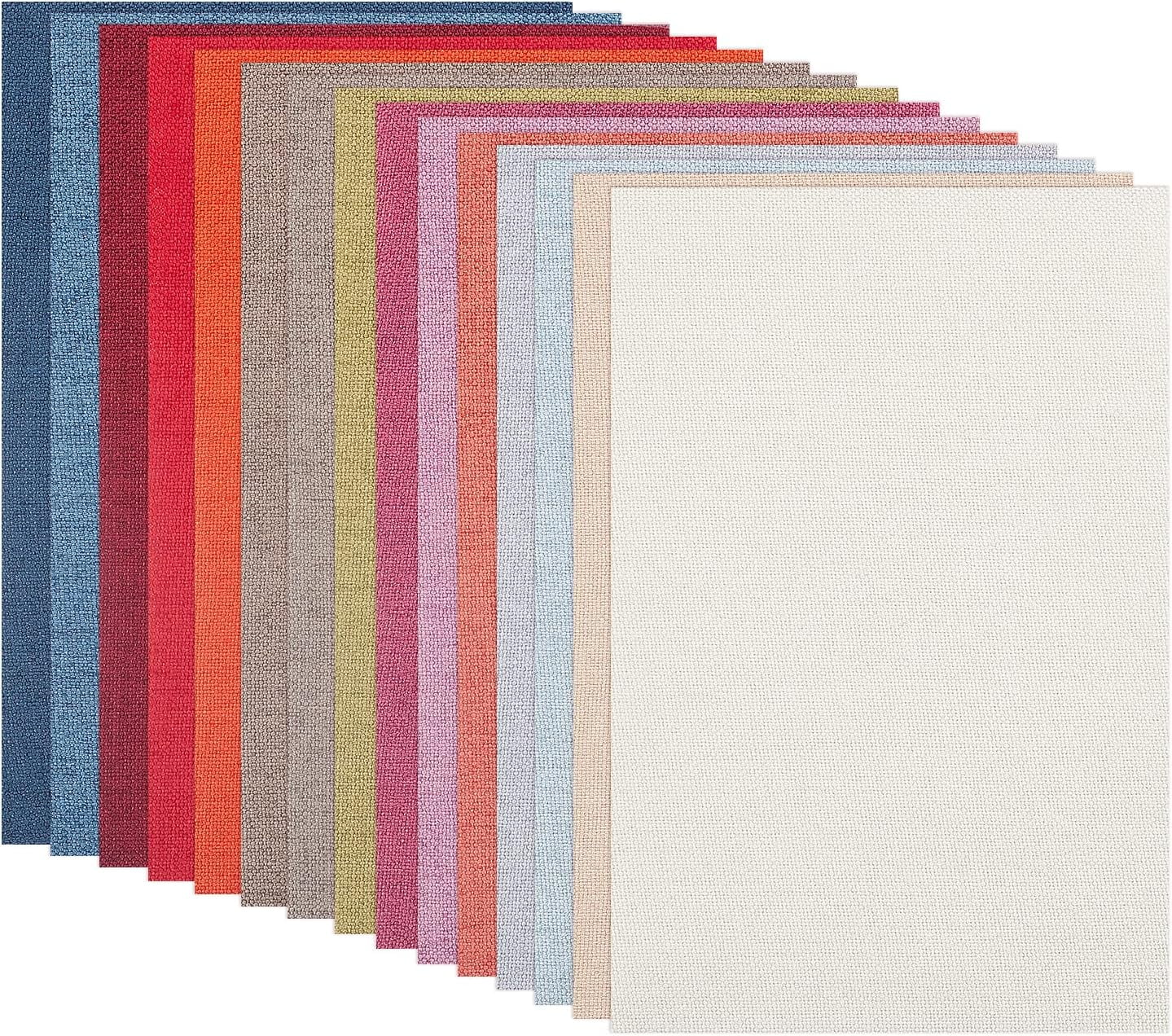 15pcs Assorted-colors Linen Blend Fabric 12x8 inch Patchwork Burlap ...