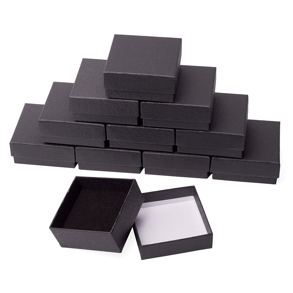 15pcs Cardboard Gift boxes with Black Sponge inside Square Black 7.5x7 ...