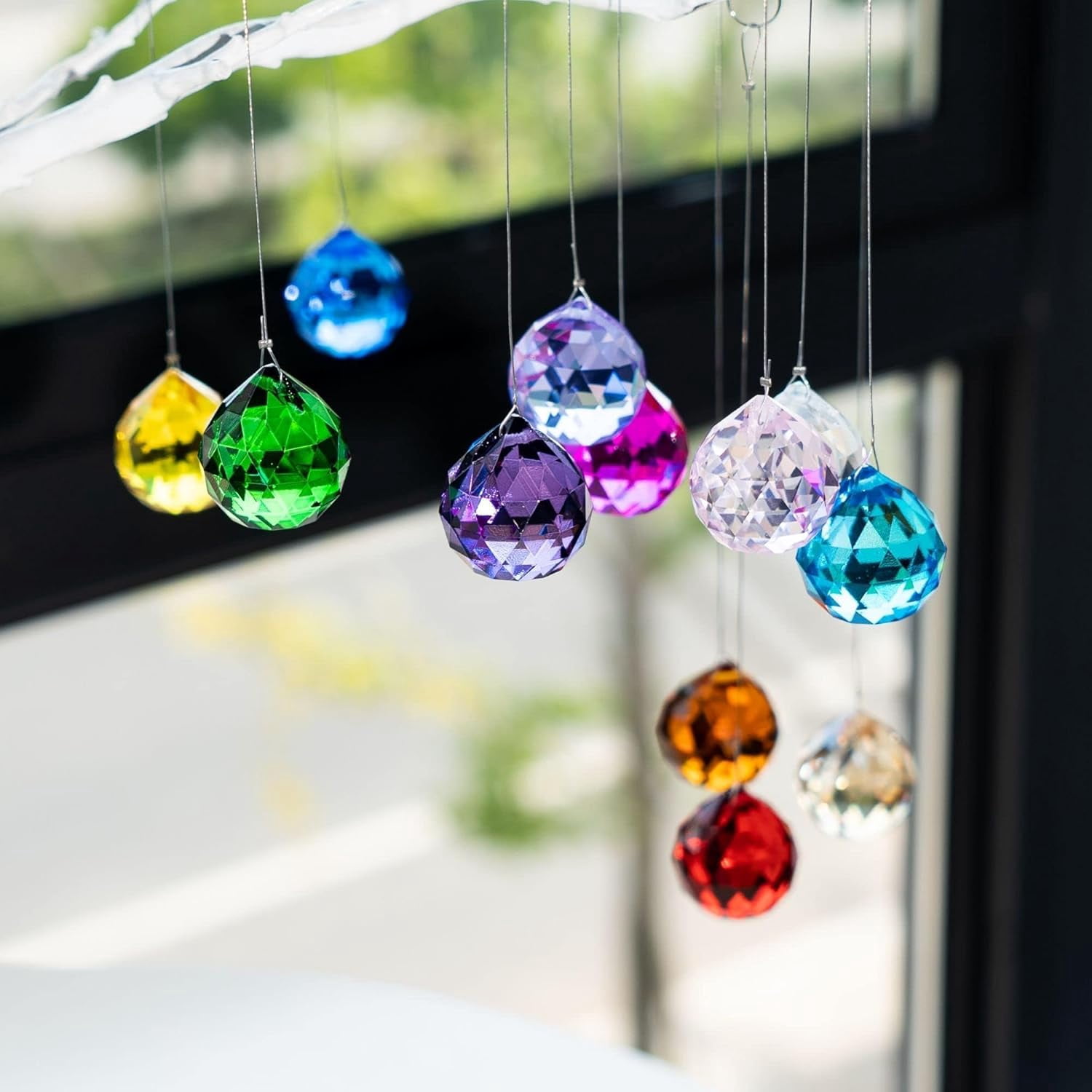 15pcs Crystal Ball Prism 30mm Handmade Feng Shui Faceted Sun Catchers ...